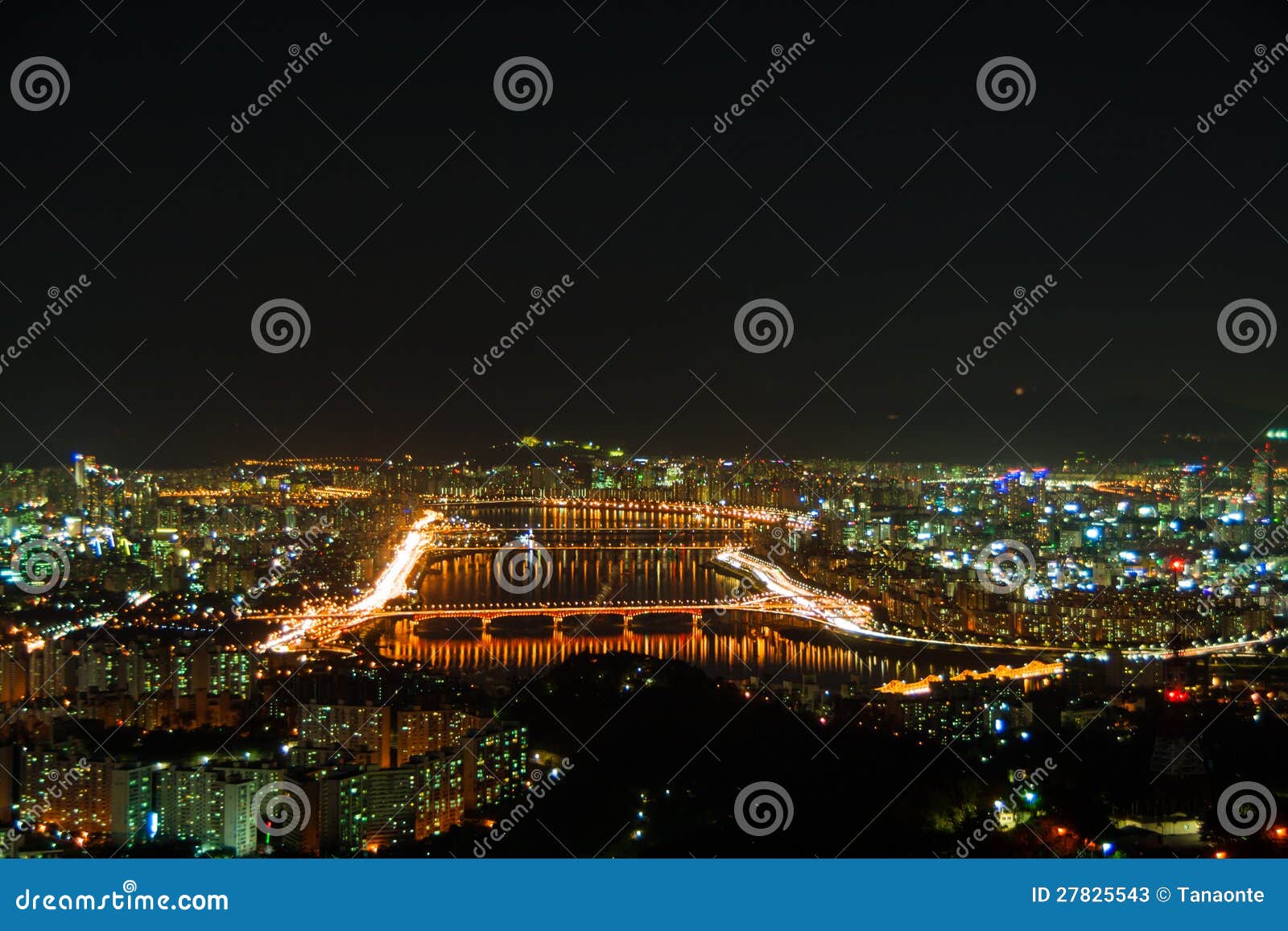 Night View of the Han River. Seoul Stock Image - Image of aerial, light ...