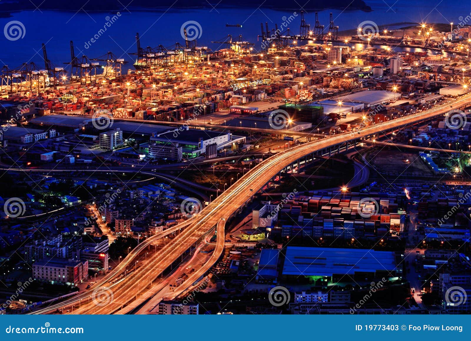 Night View of Harbour at Yantian Port Stock Image - Image of landscape ...