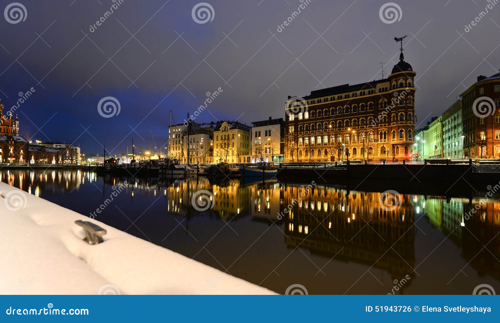 Night view of Helsinki stock photo. Image of fall, autumn - 51943726