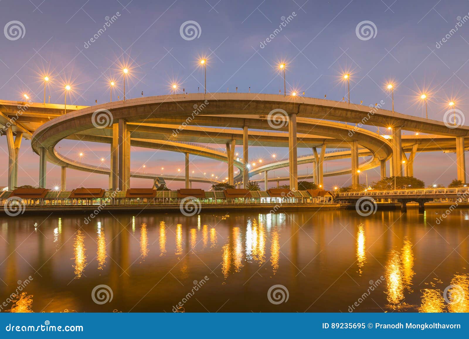 View Of The Highway Overpass Where The Railing Is Formed By Several ...