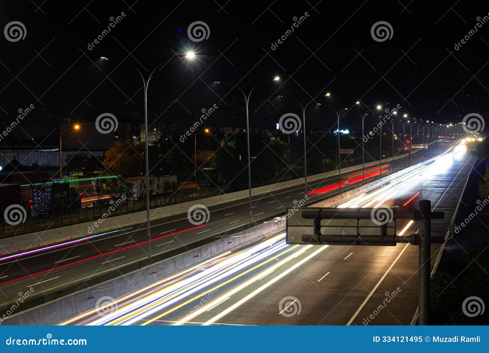 Night View of the Highway. Photo with Panning Technique Using Low ...