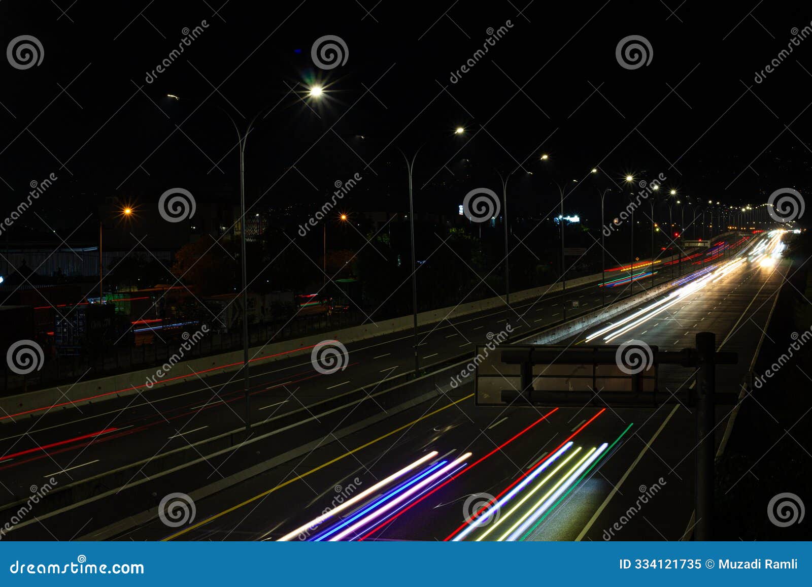 Night View of the Highway. Photo with Panning Technique Using Low ...