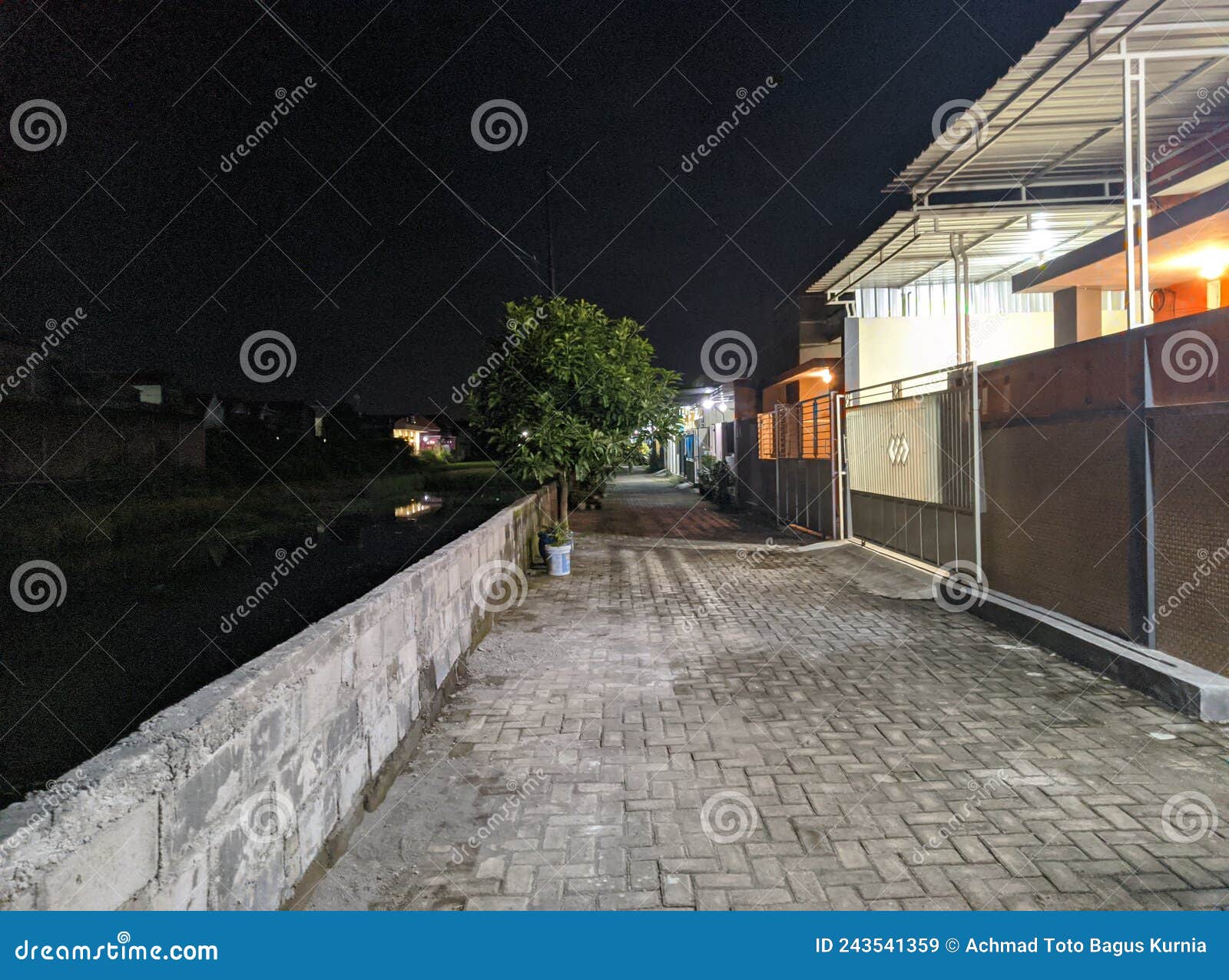 Night view from home stock image. Image of wall, alley - 243541359