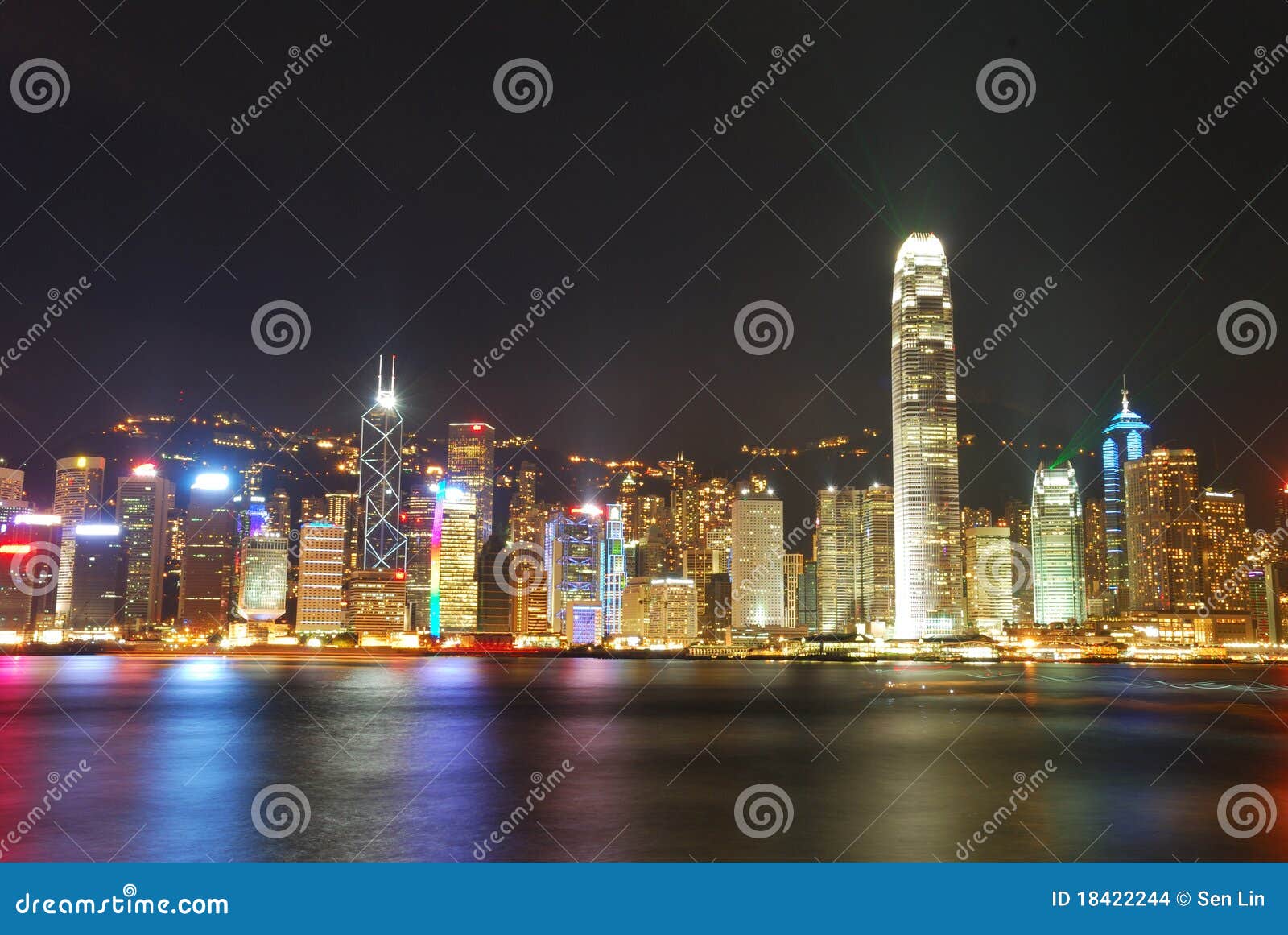 Night view of Hong Kong stock photo. Image of holiday - 18422244