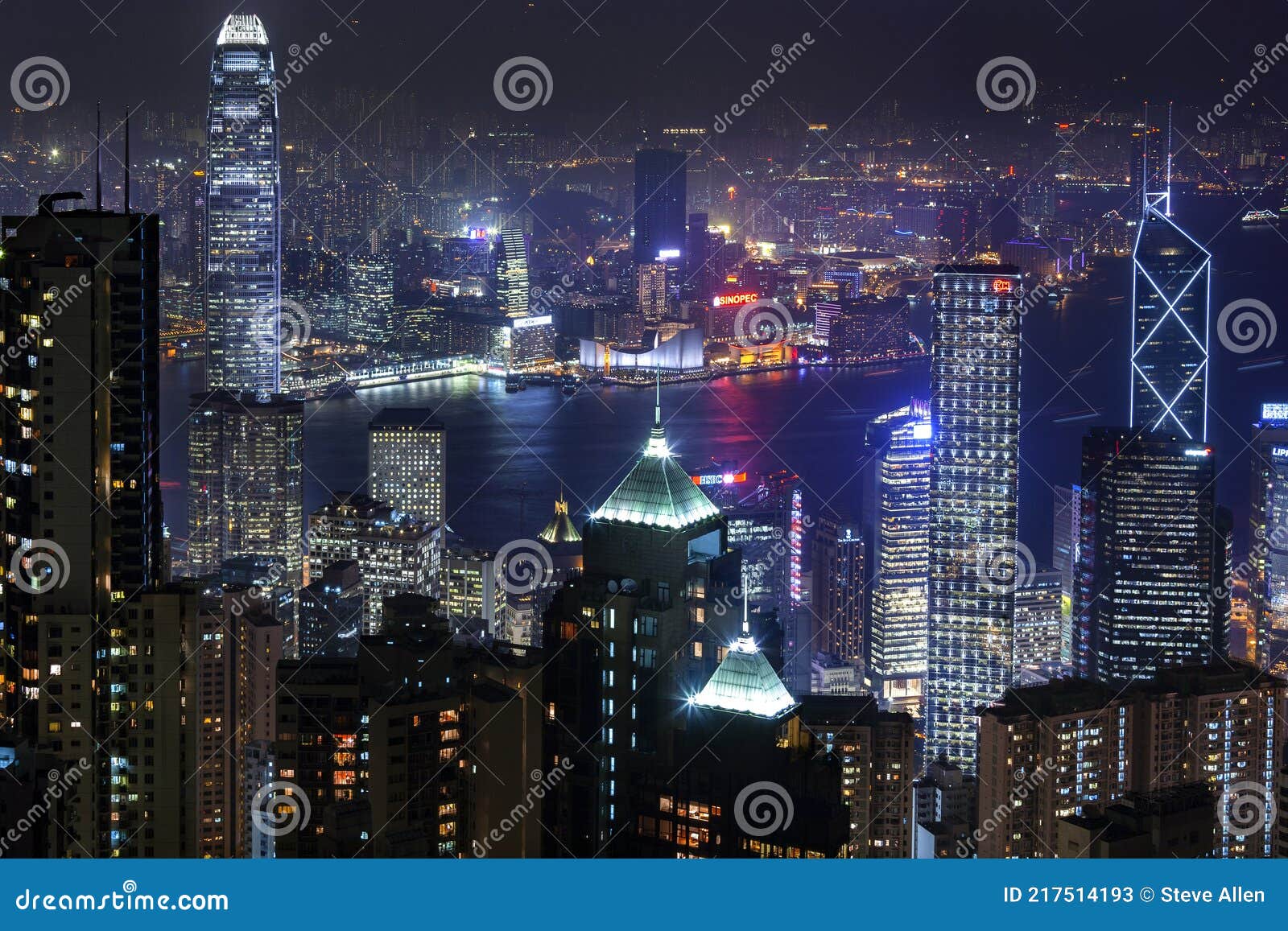 Night View of the Hong Kong Skyline from Victoria Peak Editorial Stock ...