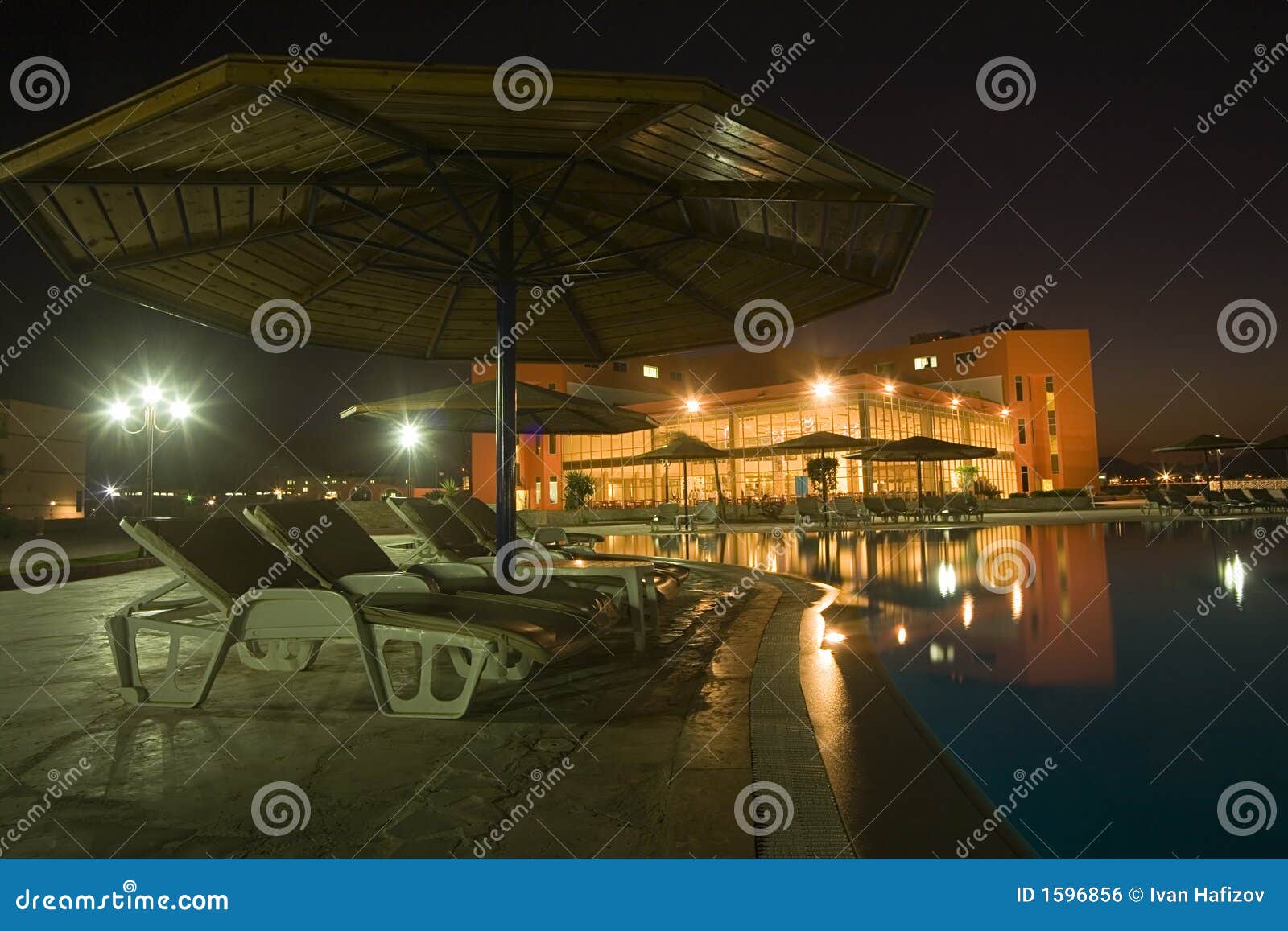 Night view on hotel stock photo. Image of egypt, pools - 1596856