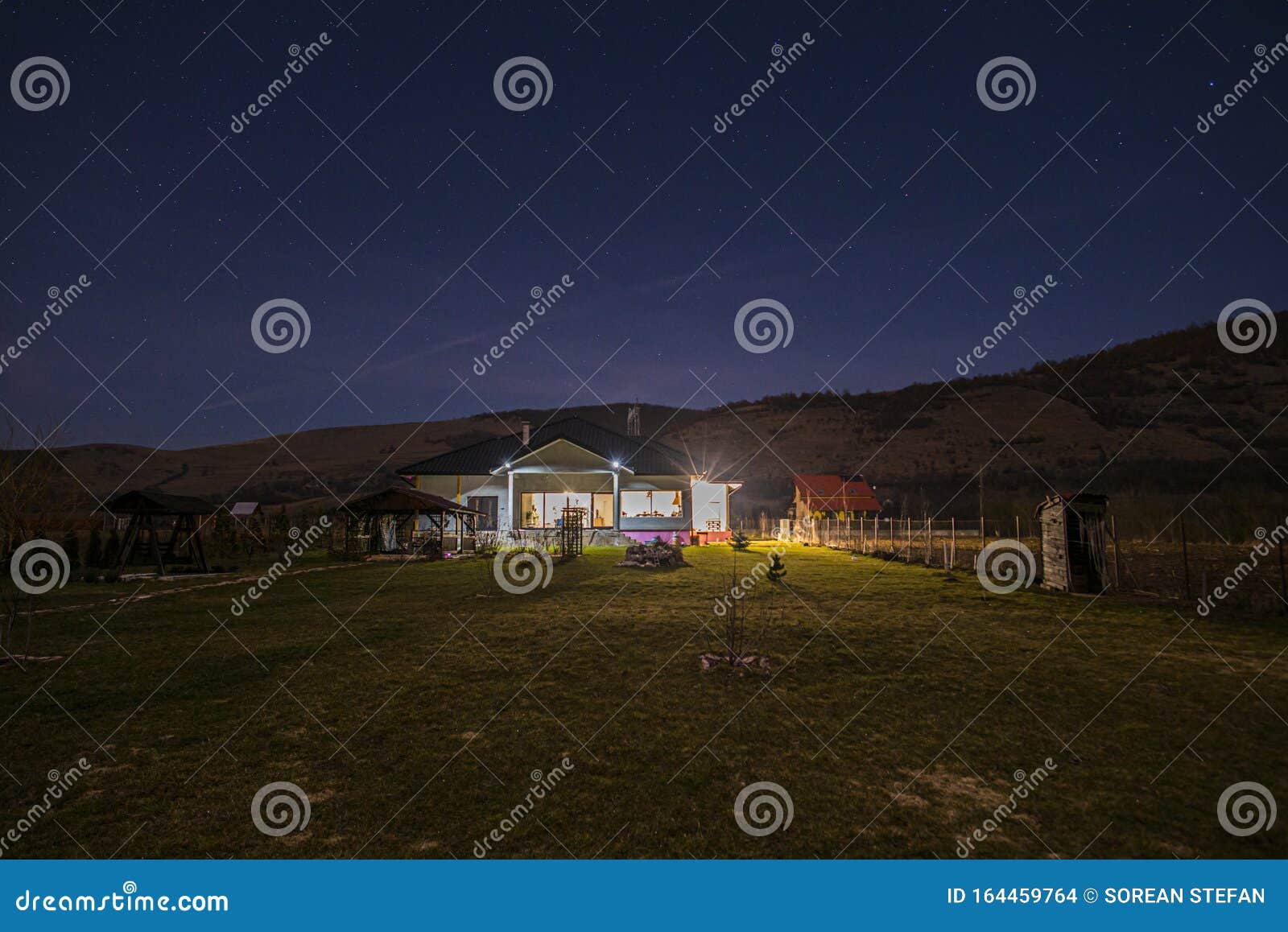 House on the night view stock photo. Image of residential - 164459764
