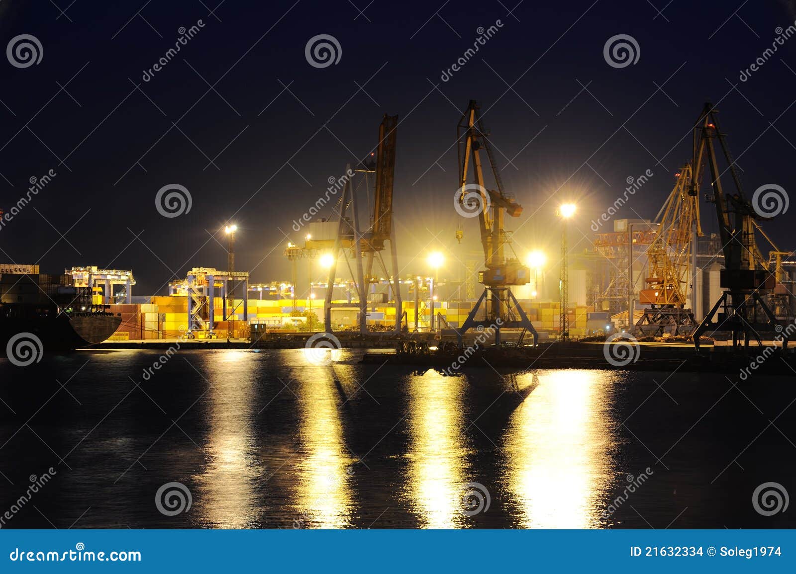 Night View of the Industrial Port Stock Photo - Image of commerce ...