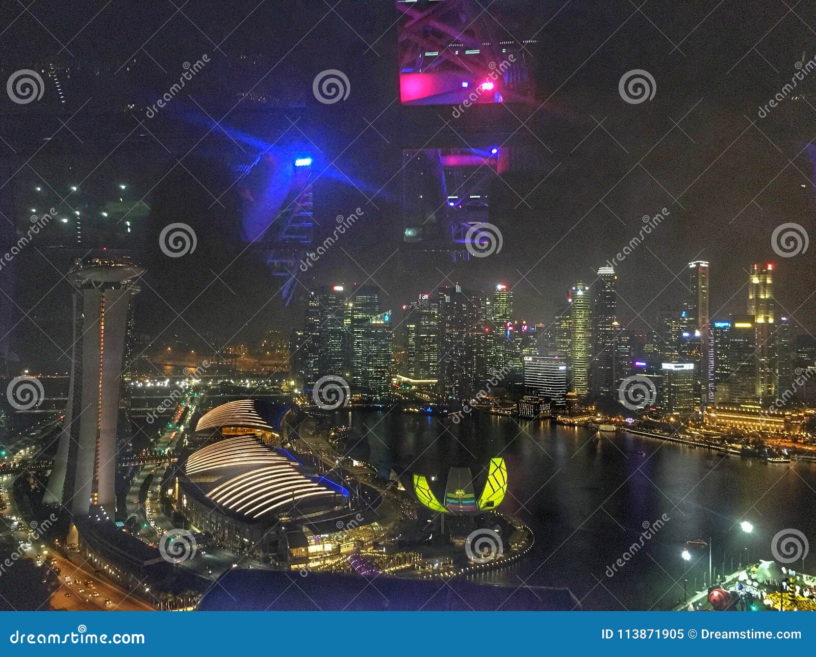 Night View Inside Roller Coaster. Stock Image - Image of view ...