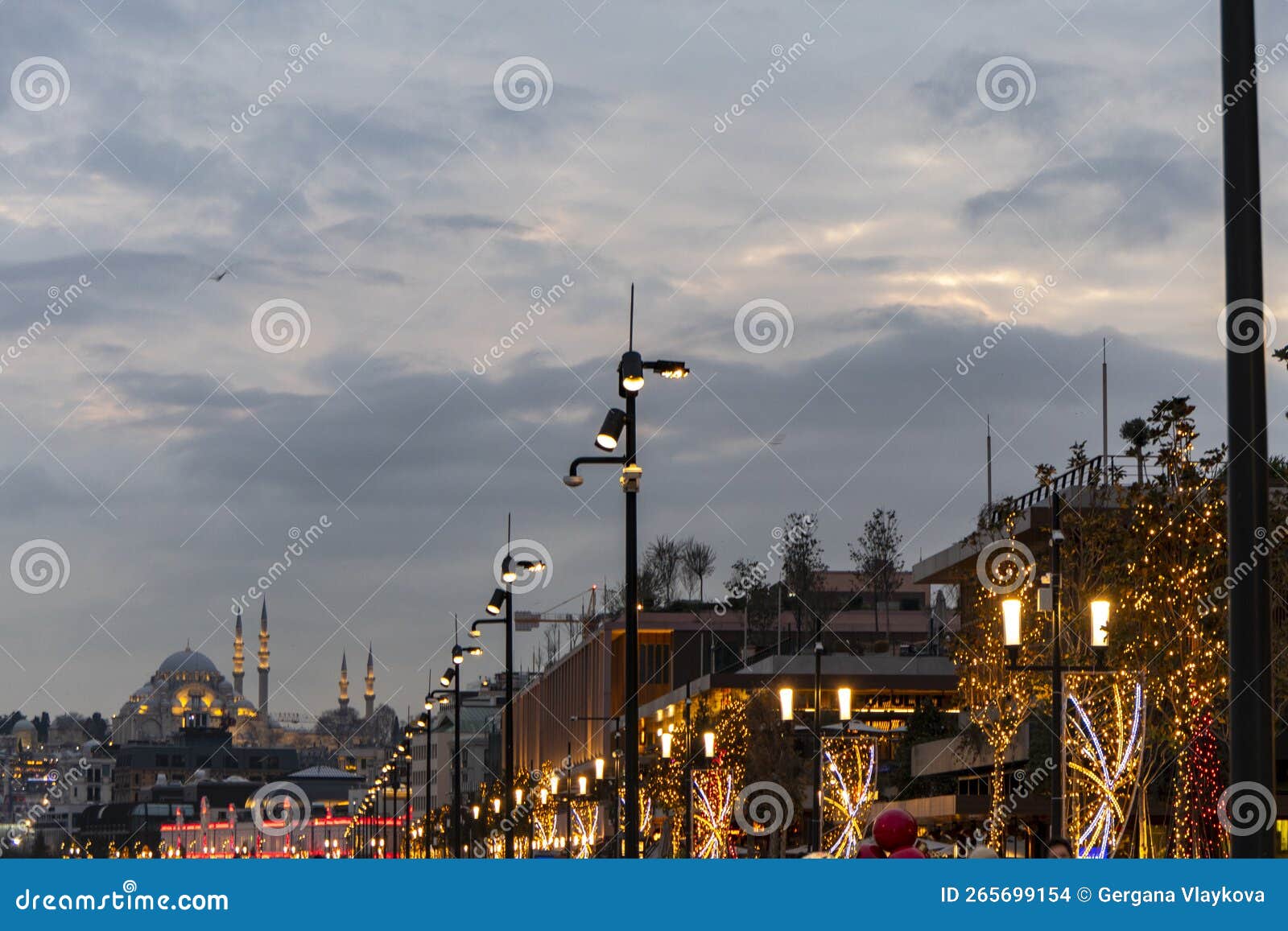 Night View of Istanbul Famous Mosque Stock Photo - Image of city ...