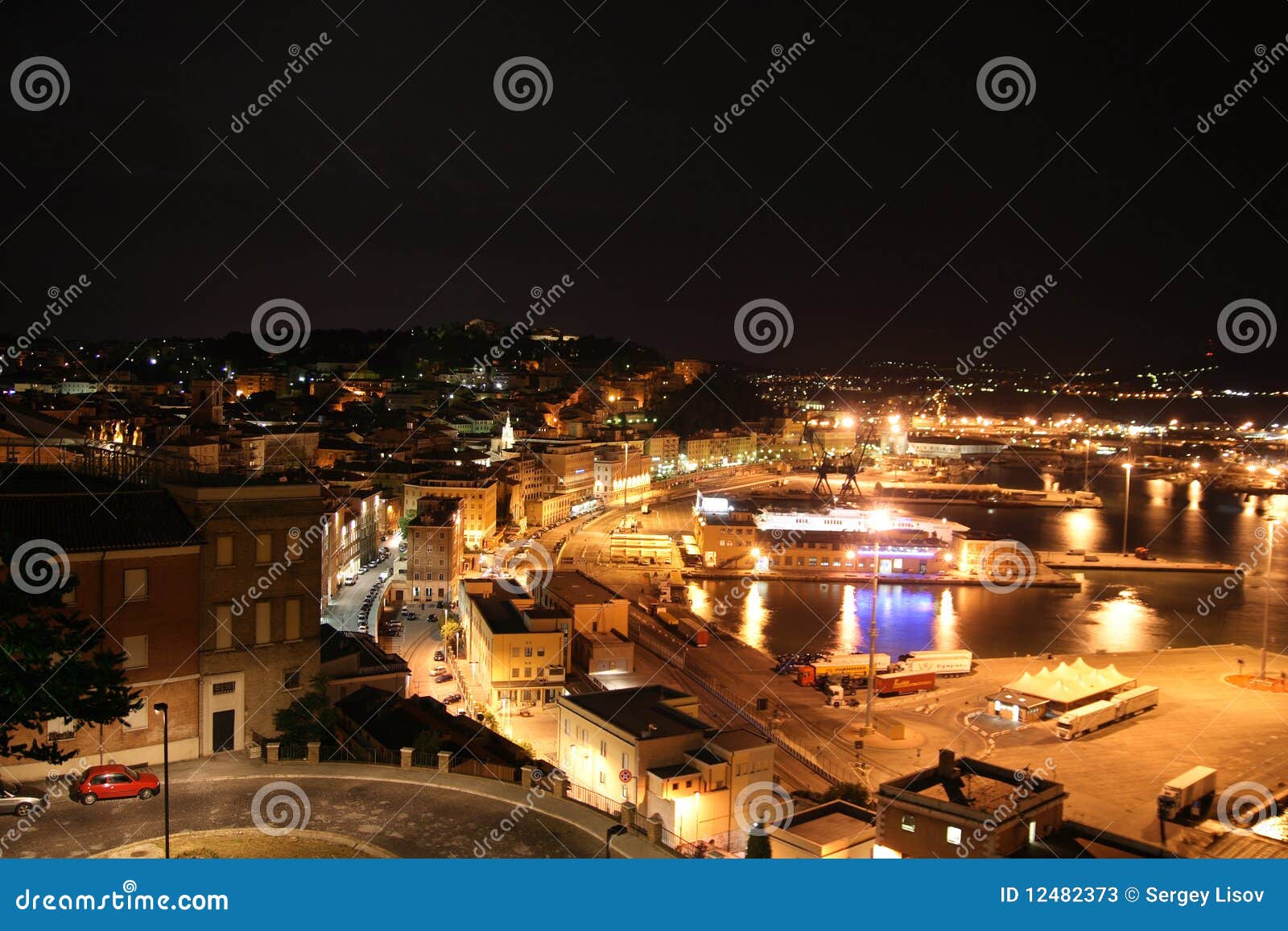 The Night View of the Italian City Ancona Stock Image - Image of ...