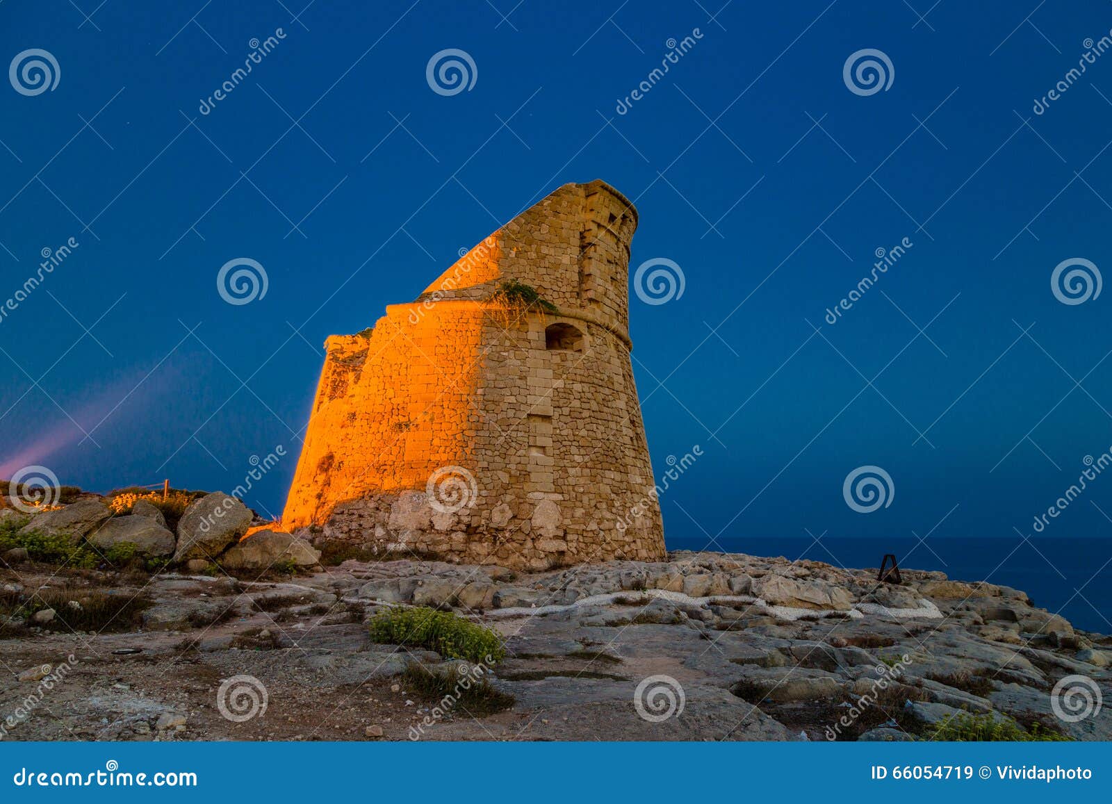 Night View of Italian Watchtower Stock Image - Image of century, stones ...