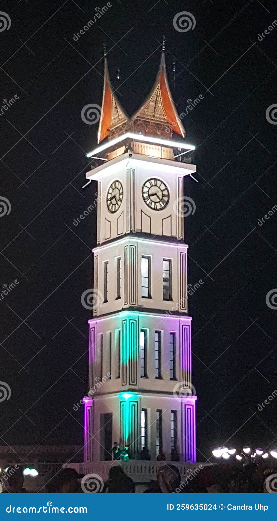 Jam Gadang at Night stock photo. Image of nightlife - 259635024