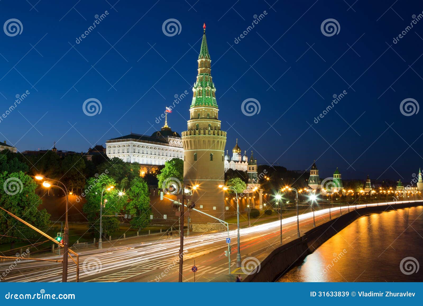 Night View of the Kremlin, Moscow Stock Image - Image of downtown ...