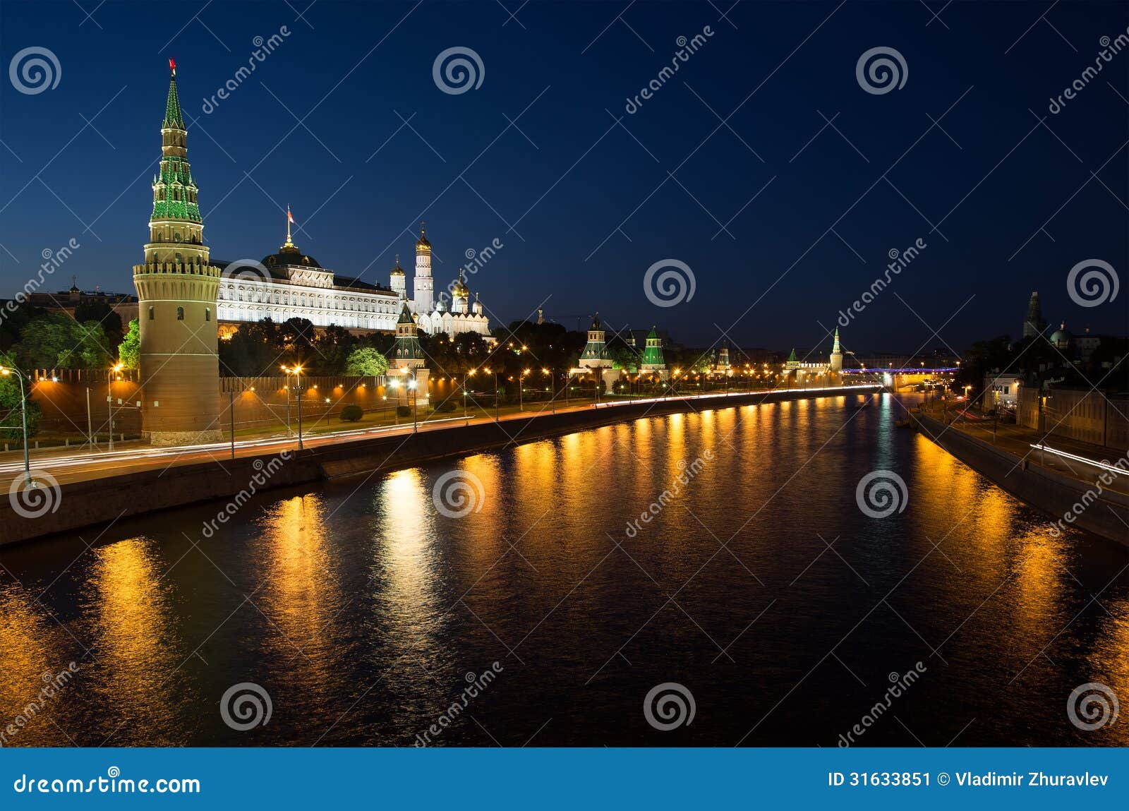 Night View of the Kremlin, Moscow Stock Image - Image of night, town ...
