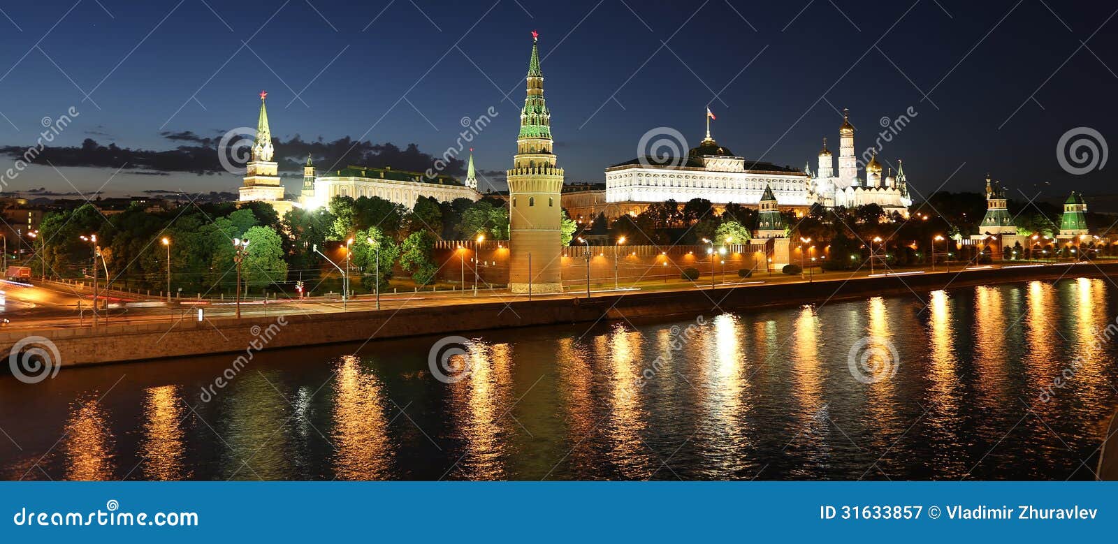 Night View of the Kremlin, Moscow Stock Image - Image of tourism ...