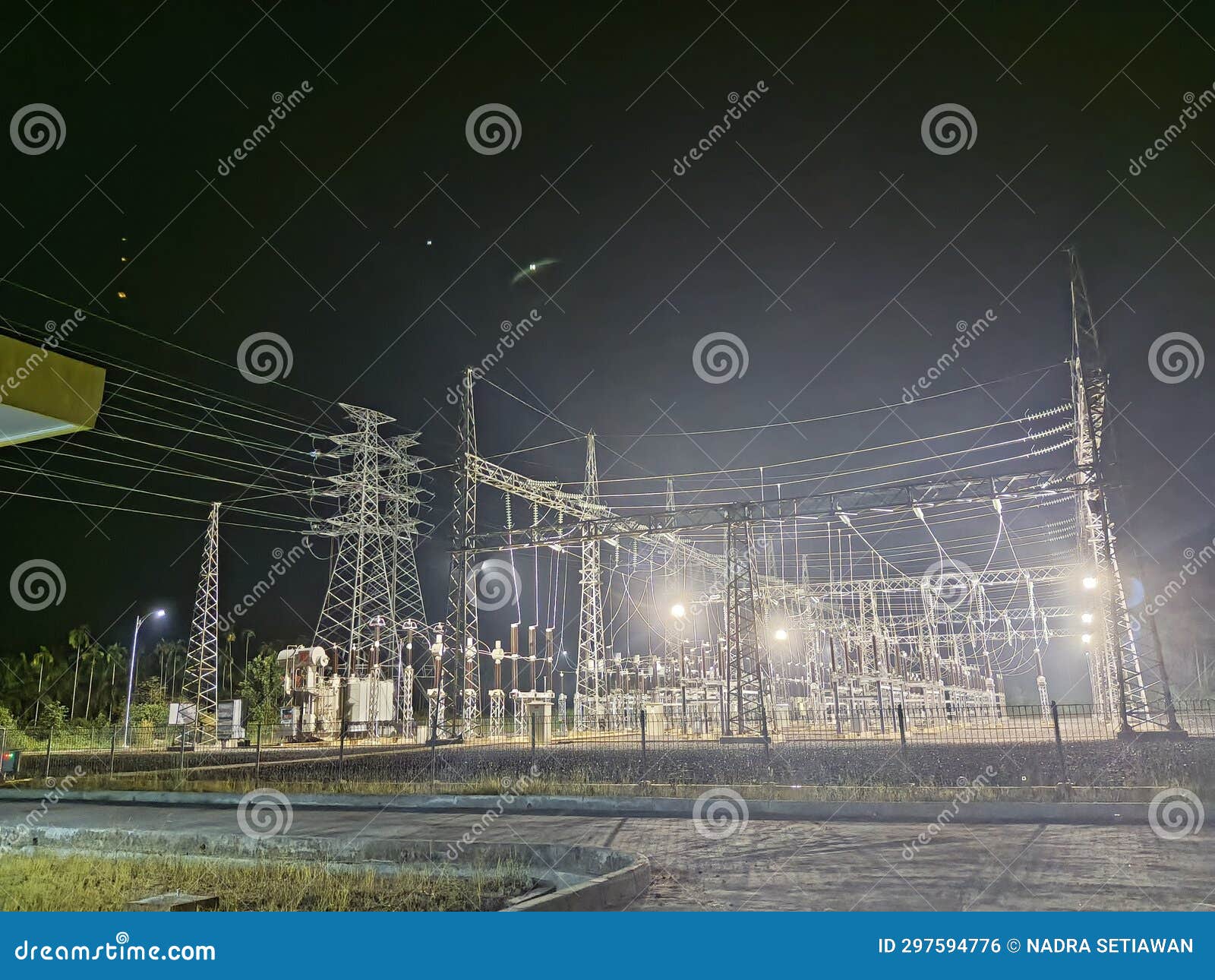 Night View 150 KV Electric Substation in Indonesia Stock Photo - Image ...