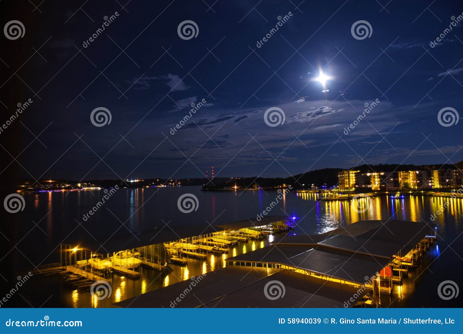 Night View of the Lake of the Ozarks in Missouri Stock Image - Image of ...