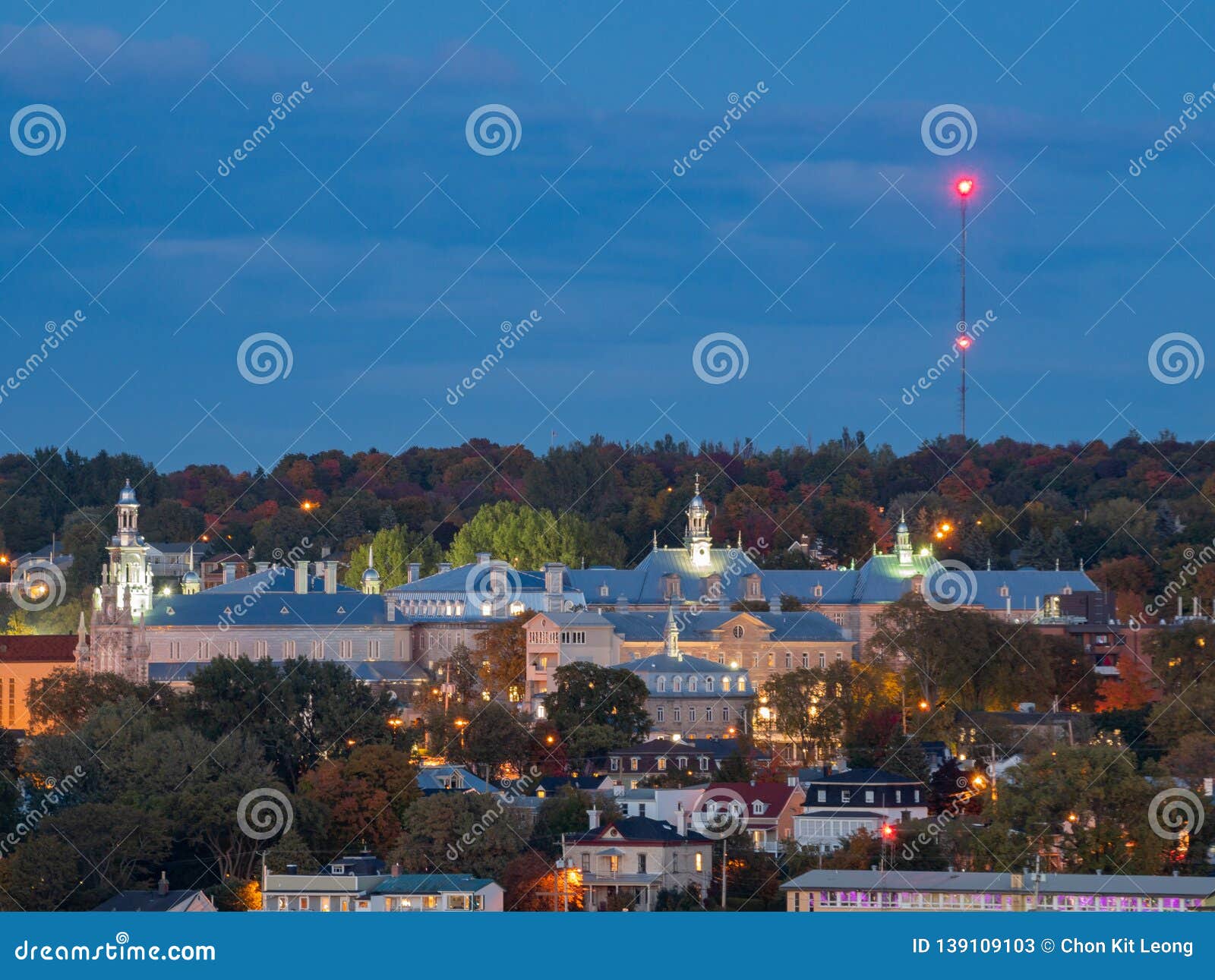 Night View of Levis City with Fall Color Stock Image - Image of morning ...