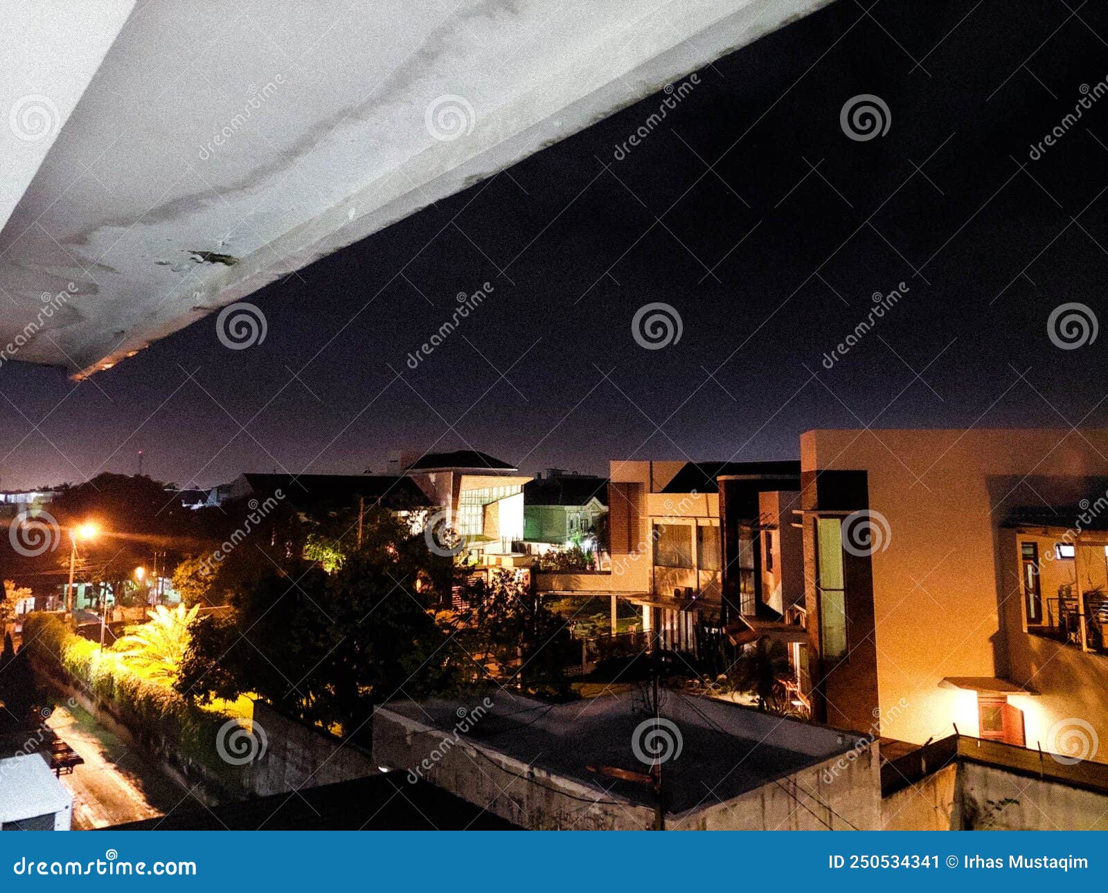 Night view with lights stock image. Image of estate - 250534341