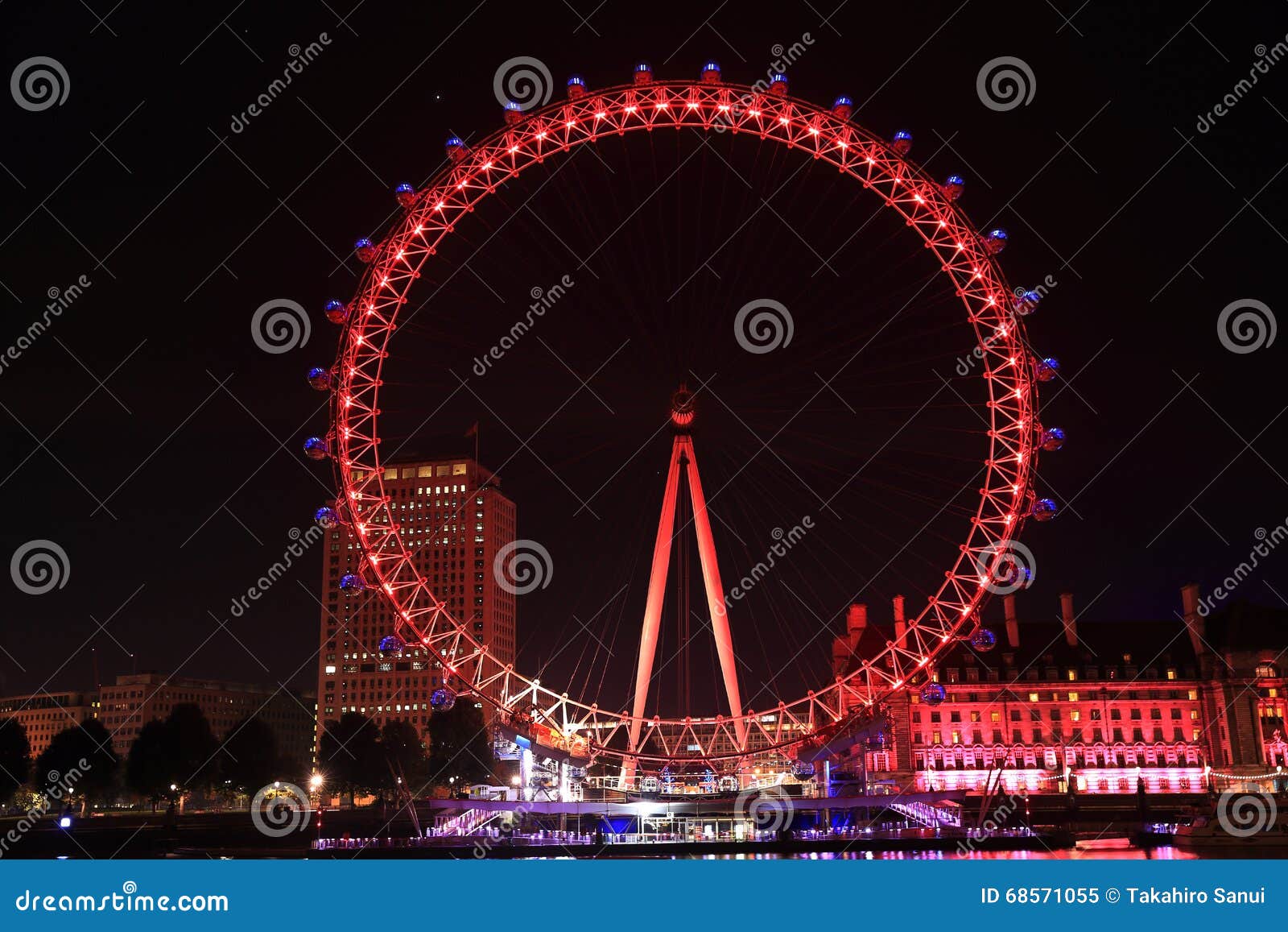 Night view of London Eye editorial image. Image of building - 68571055