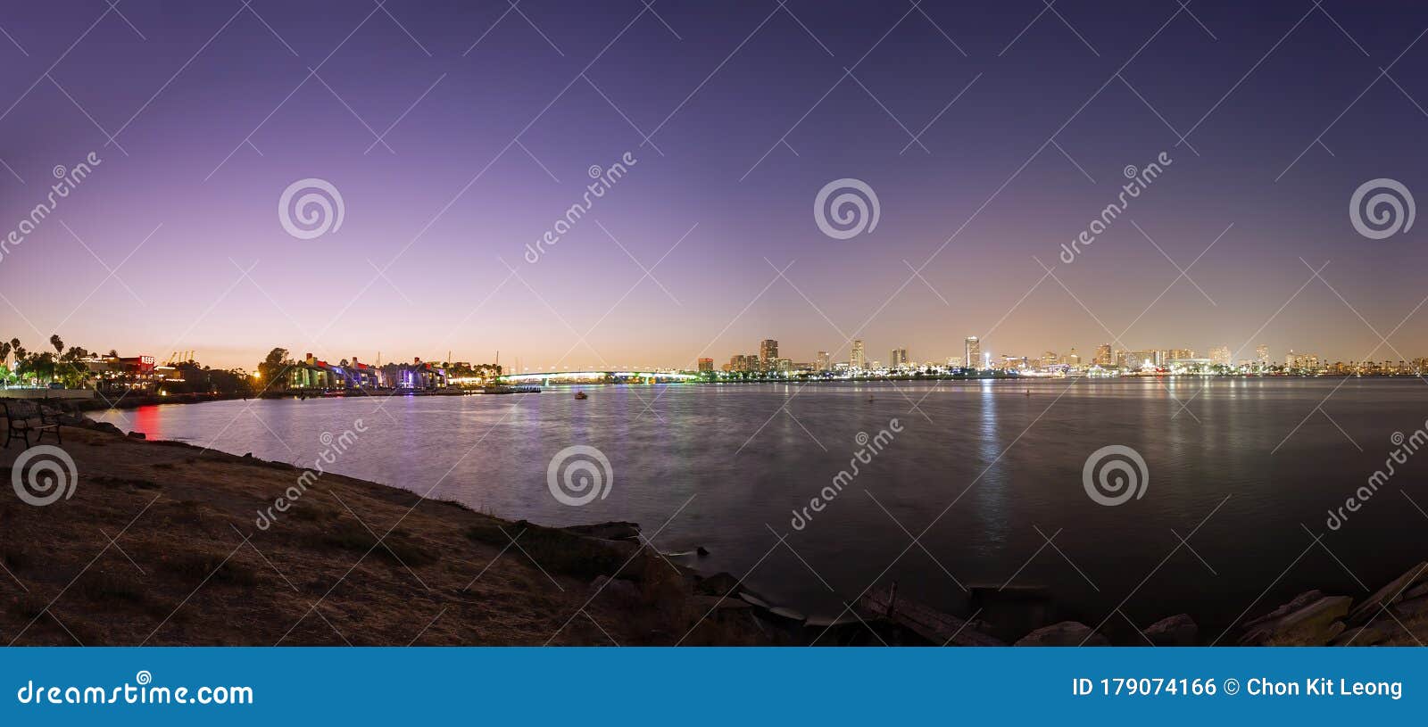 Night View of the Long Beach Skyline Stock Photo - Image of city ...