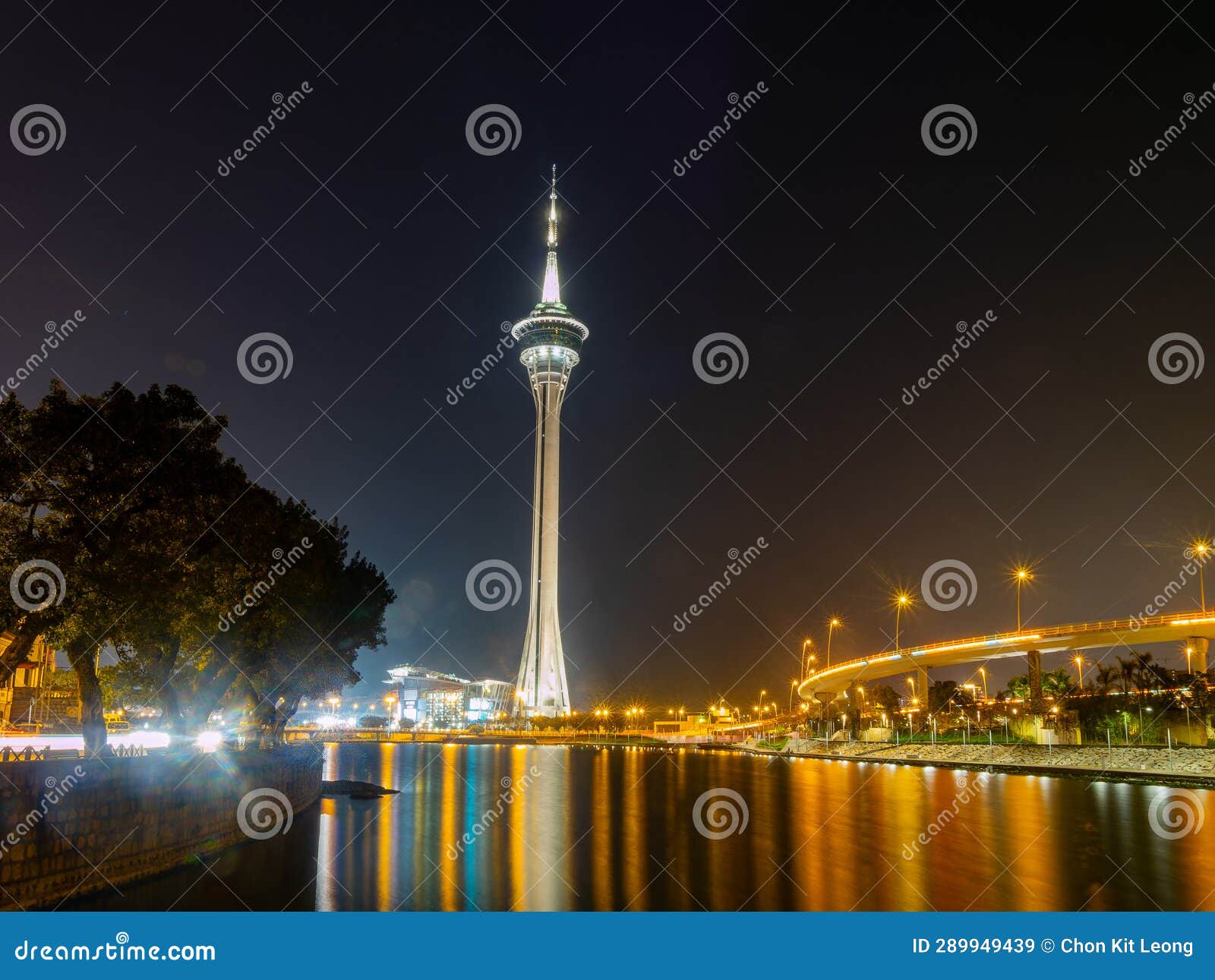 Night View of the Macau Tower Stock Image - Image of dark, view: 289949439