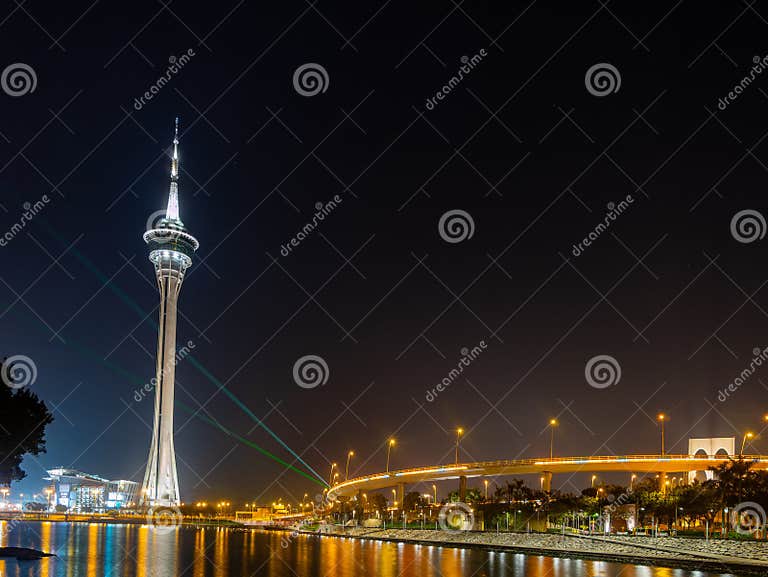 Night View of the Macau Tower Stock Image - Image of convention, city: 289949443