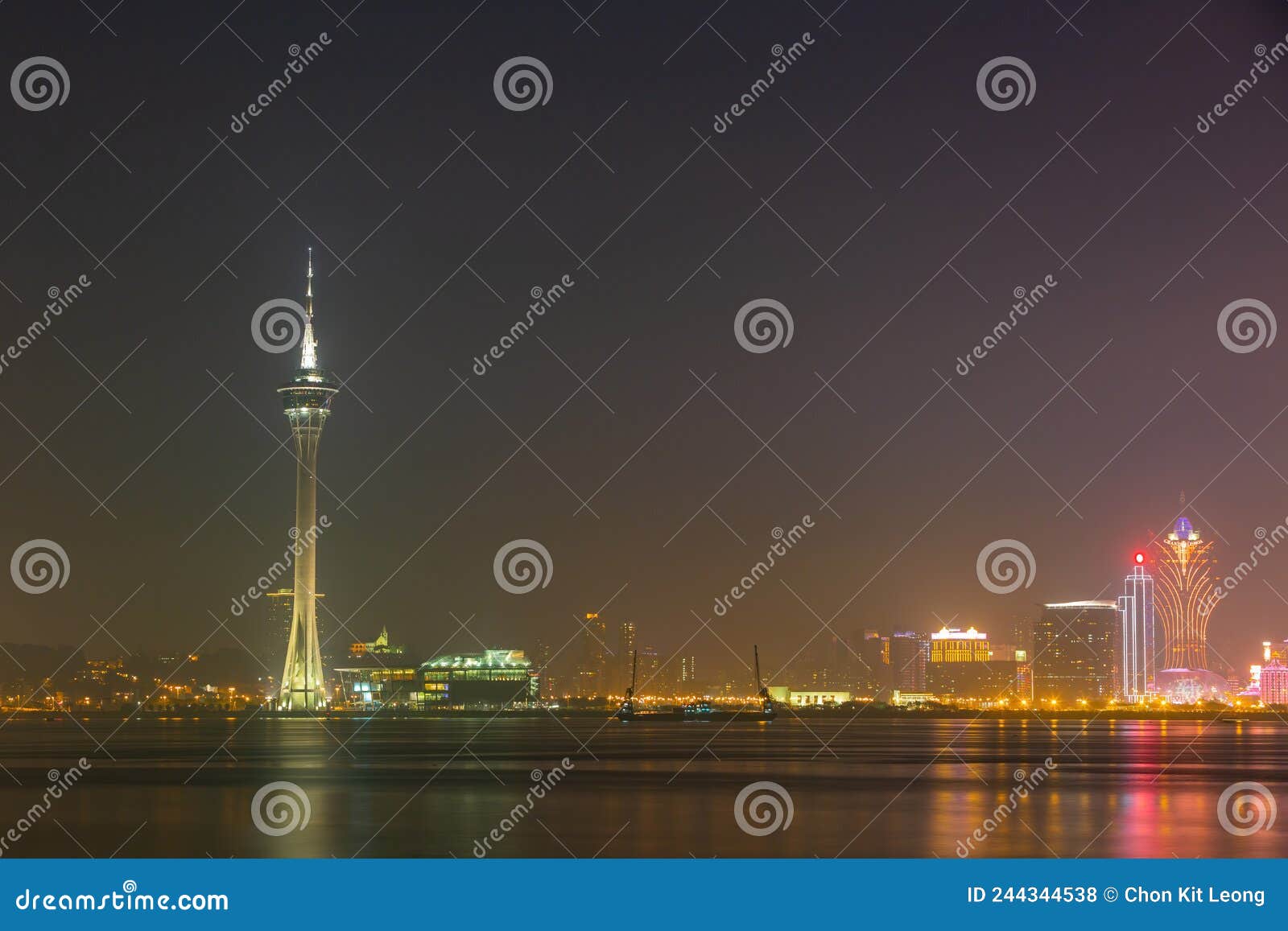 Night View of the Macau Tower and Skyline Editorial Stock Photo - Image ...