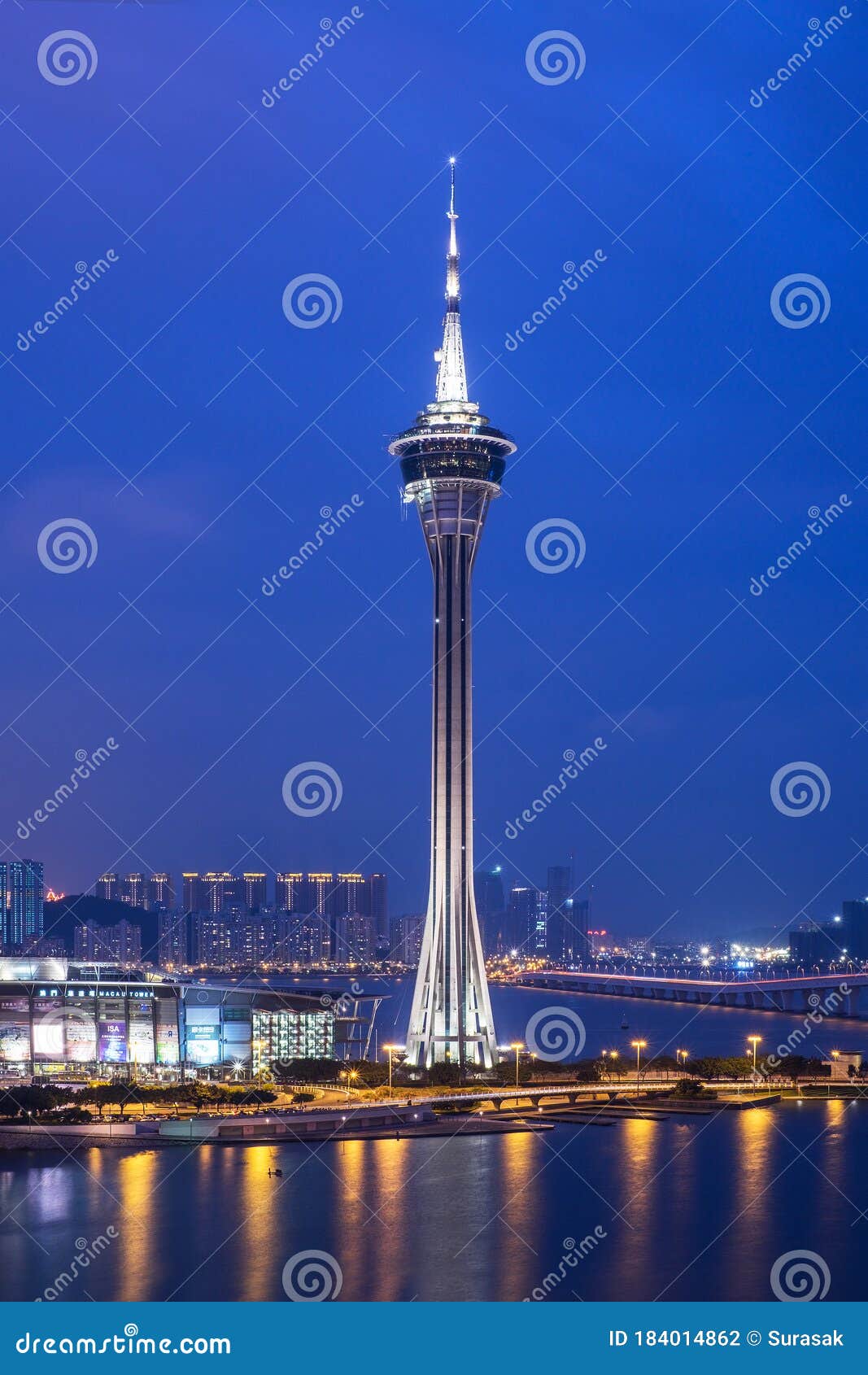 Night View of Macau Tower in Twilight Time Editorial Photography ...