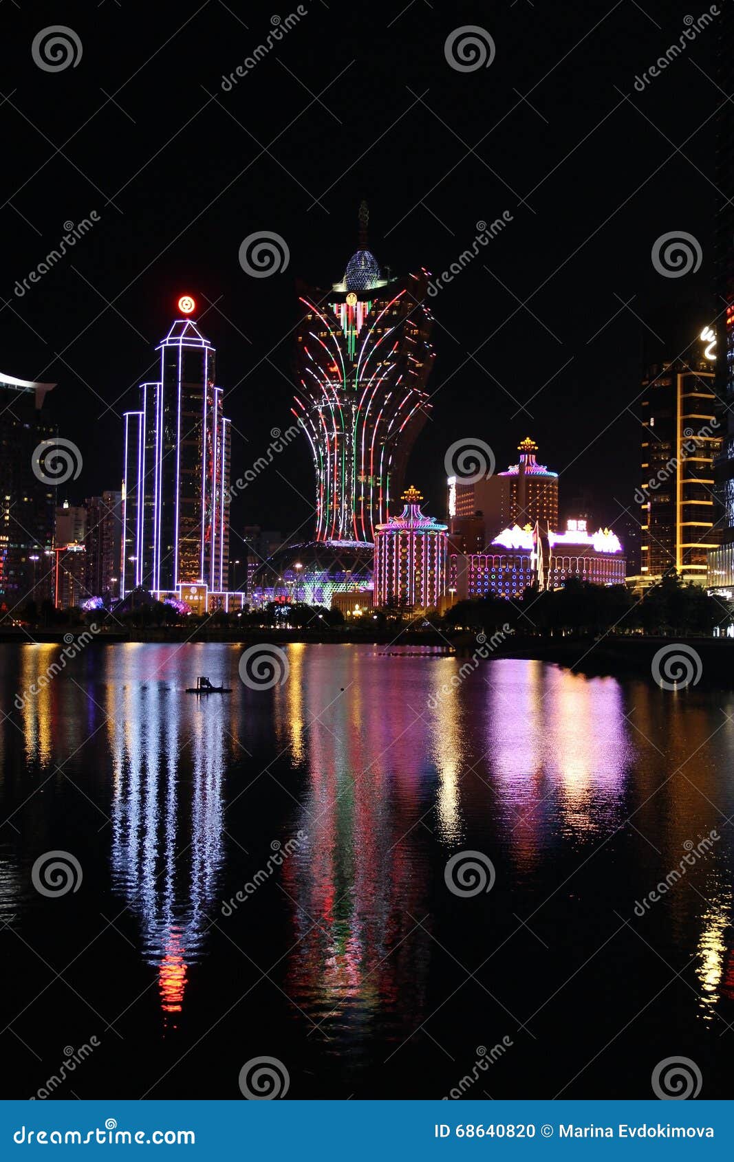 Night View of Macau Tower in Twilight Time. Stock Photo - Image of blue ...