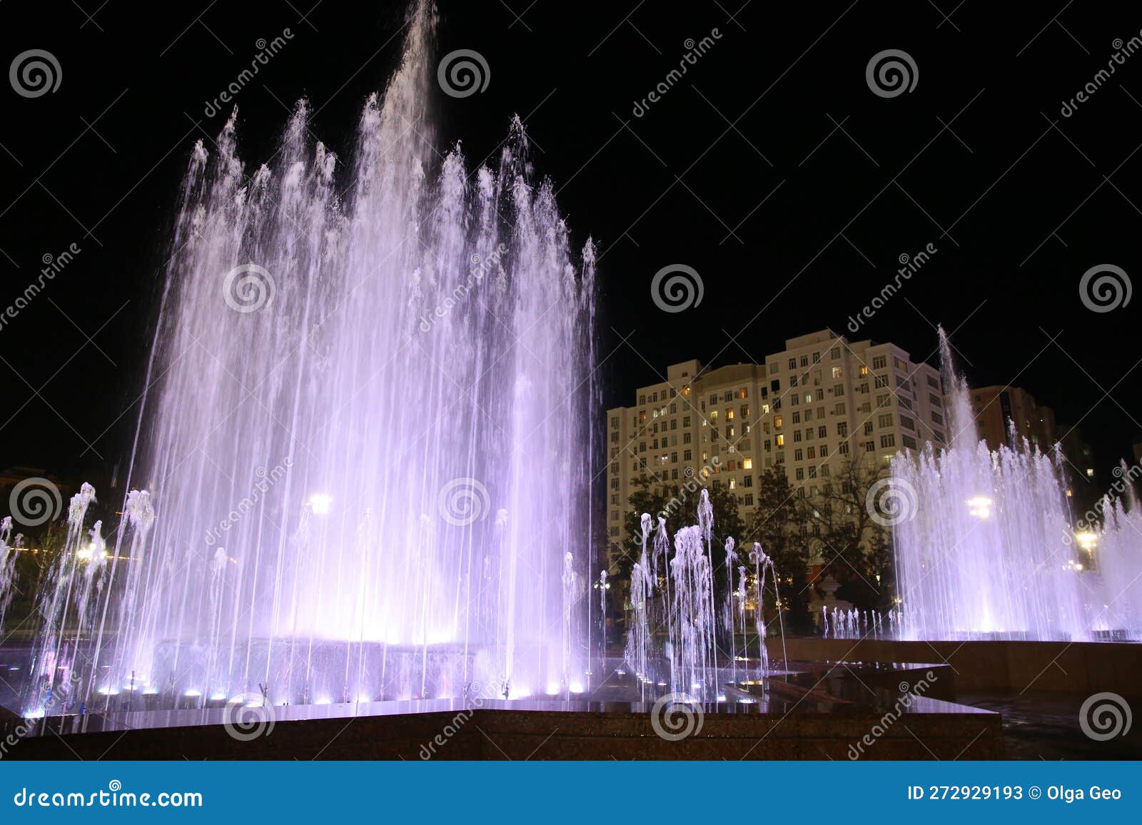 Night View of Magic Fountain in Dushanbe Tajikistan Editorial Stock ...