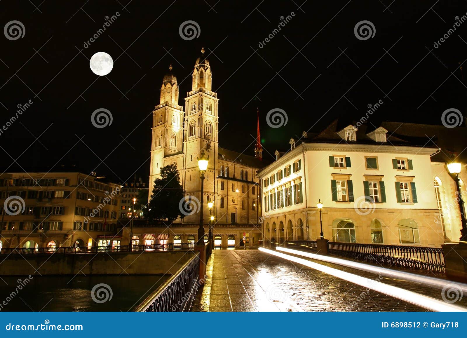 The Night View of Major Landmarks in Zurich Stock Photo - Image of ...