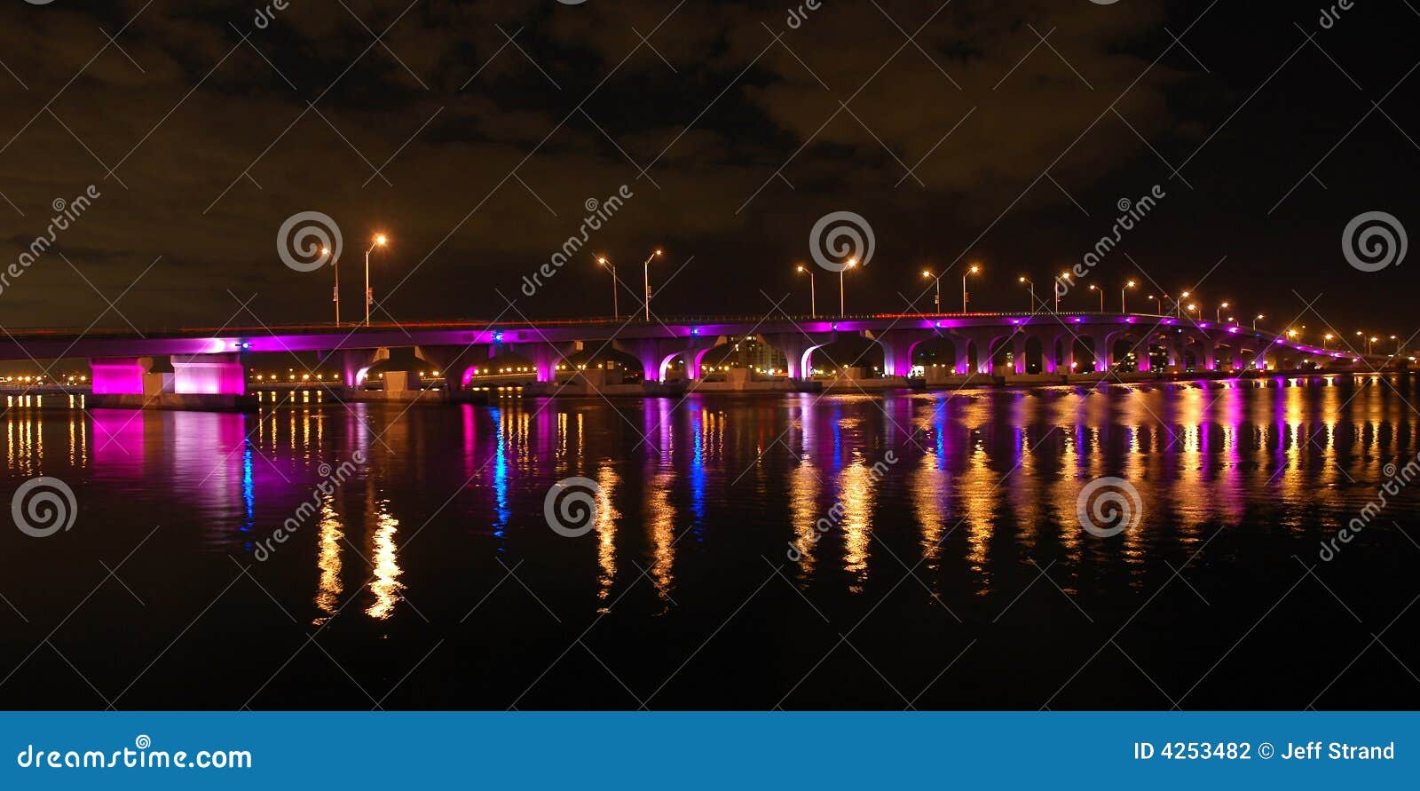 Night View of Miami Bridge To South Beach Stock Photo - Image of ...