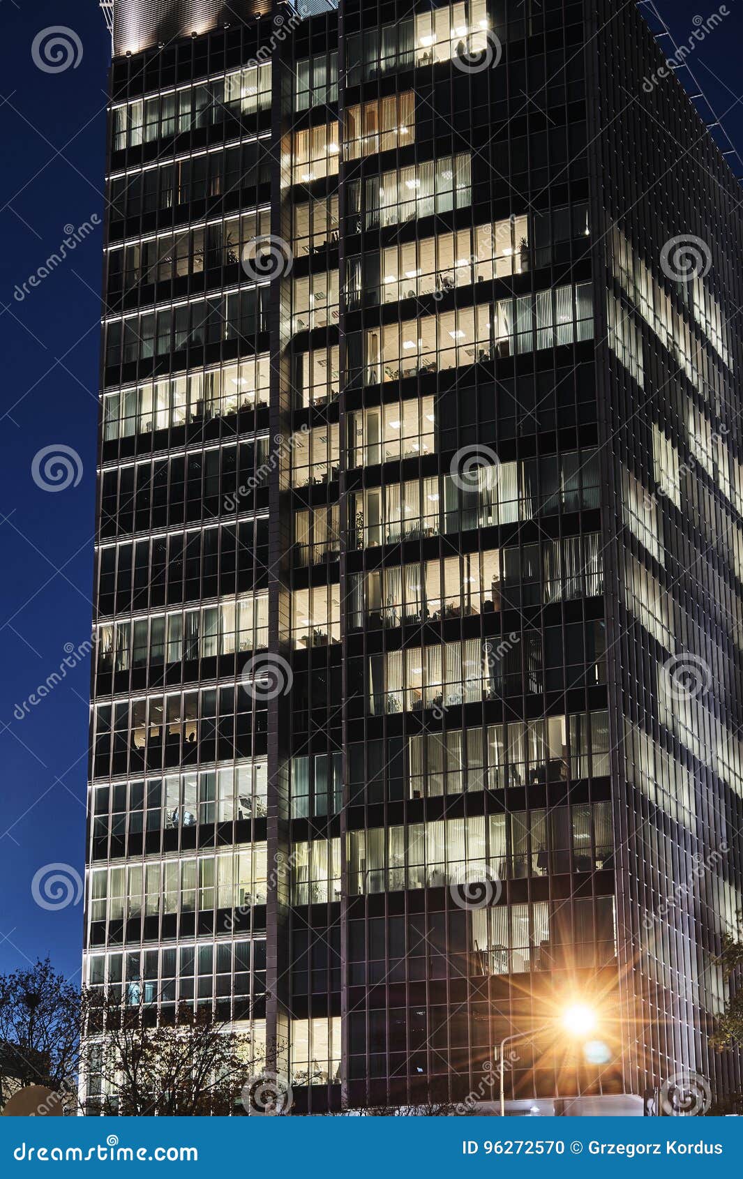Night View of Modern Office Building Stock Photo - Image of ...