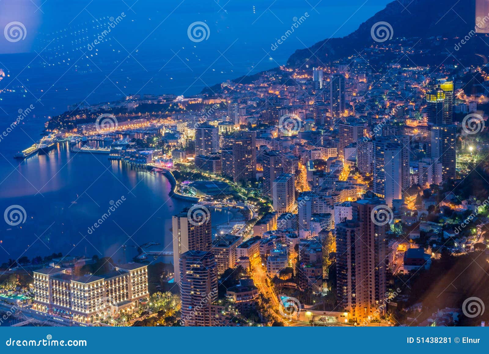 Night view of Monaco stock image. Image of blue, monaco - 51438281