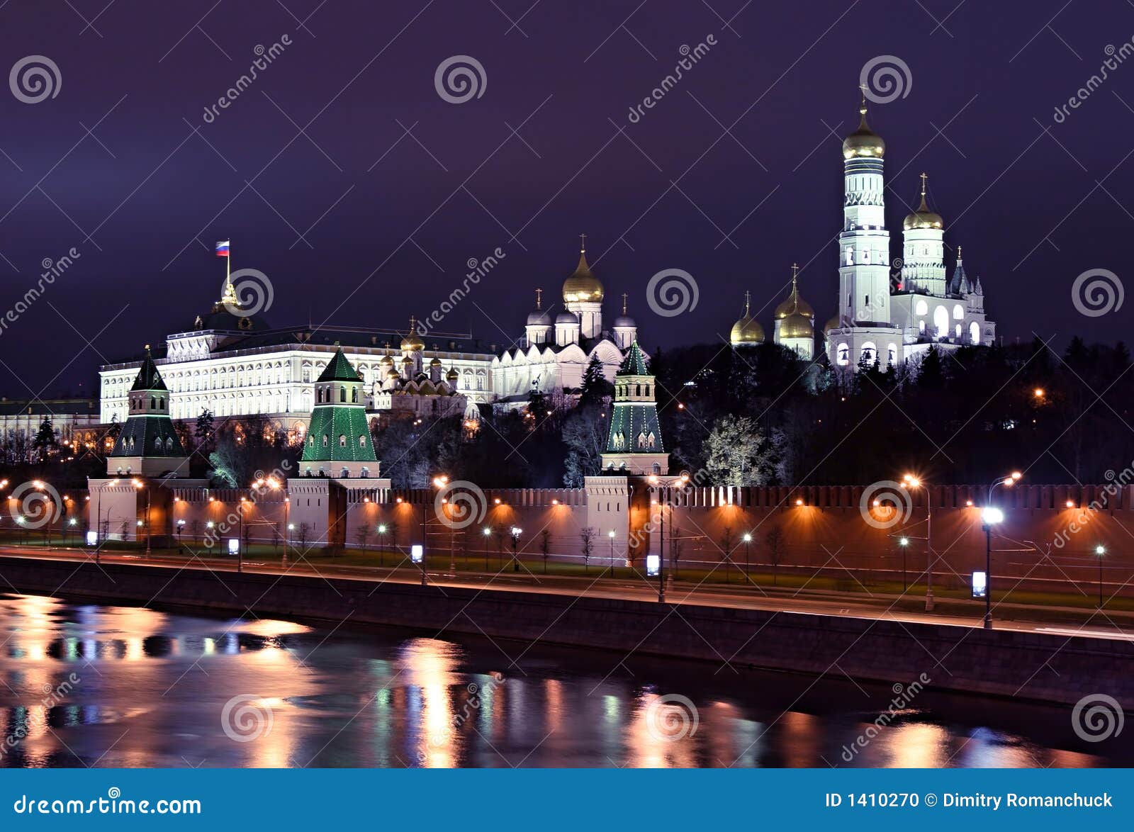 Night View at Moscow Kremlin Stock Photo - Image of lights, kremlin ...