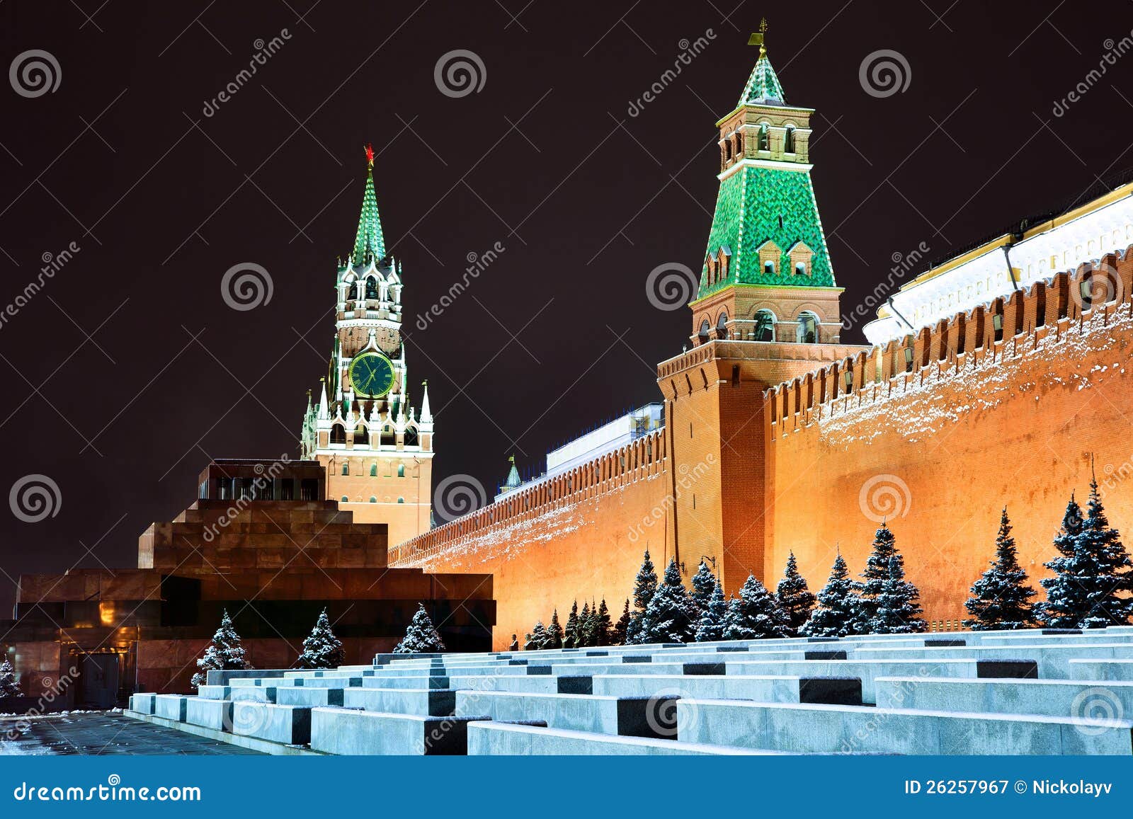Night View of Moscow Kremlin in Winter Season Stock Image - Image of ...