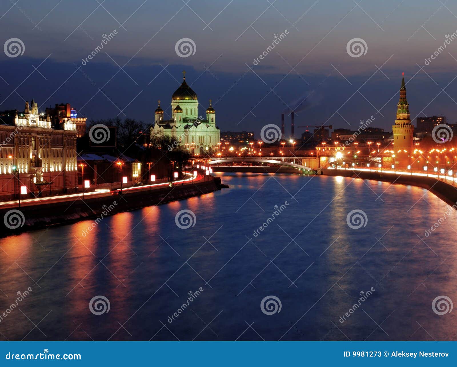 Night View of Moscow, Russian Federation Stock Image - Image of moscow ...