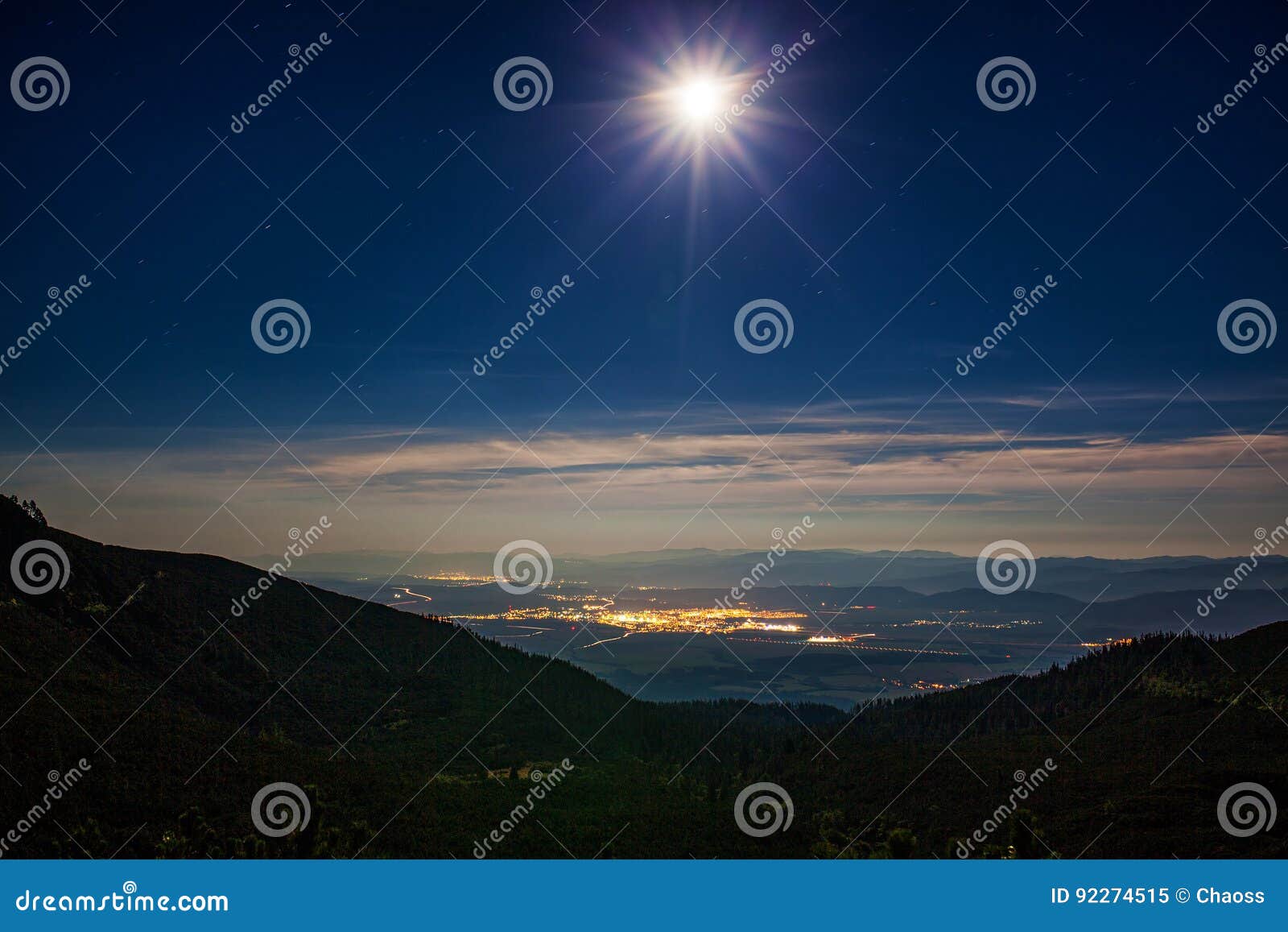 Night view from mountains stock image. Image of urban - 92274515