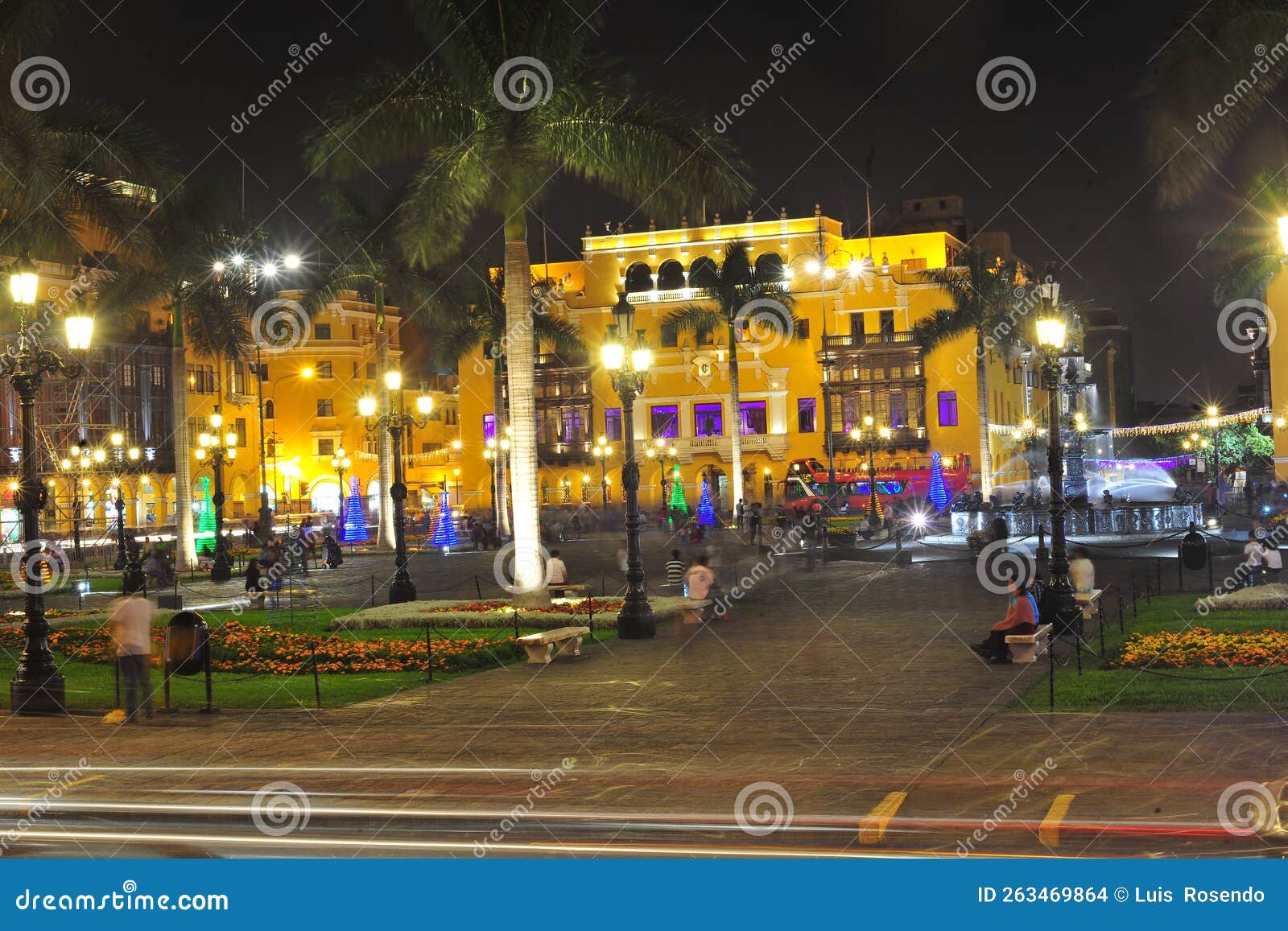 Night View of the Municipal Palace of Lima is Located in Lima ...