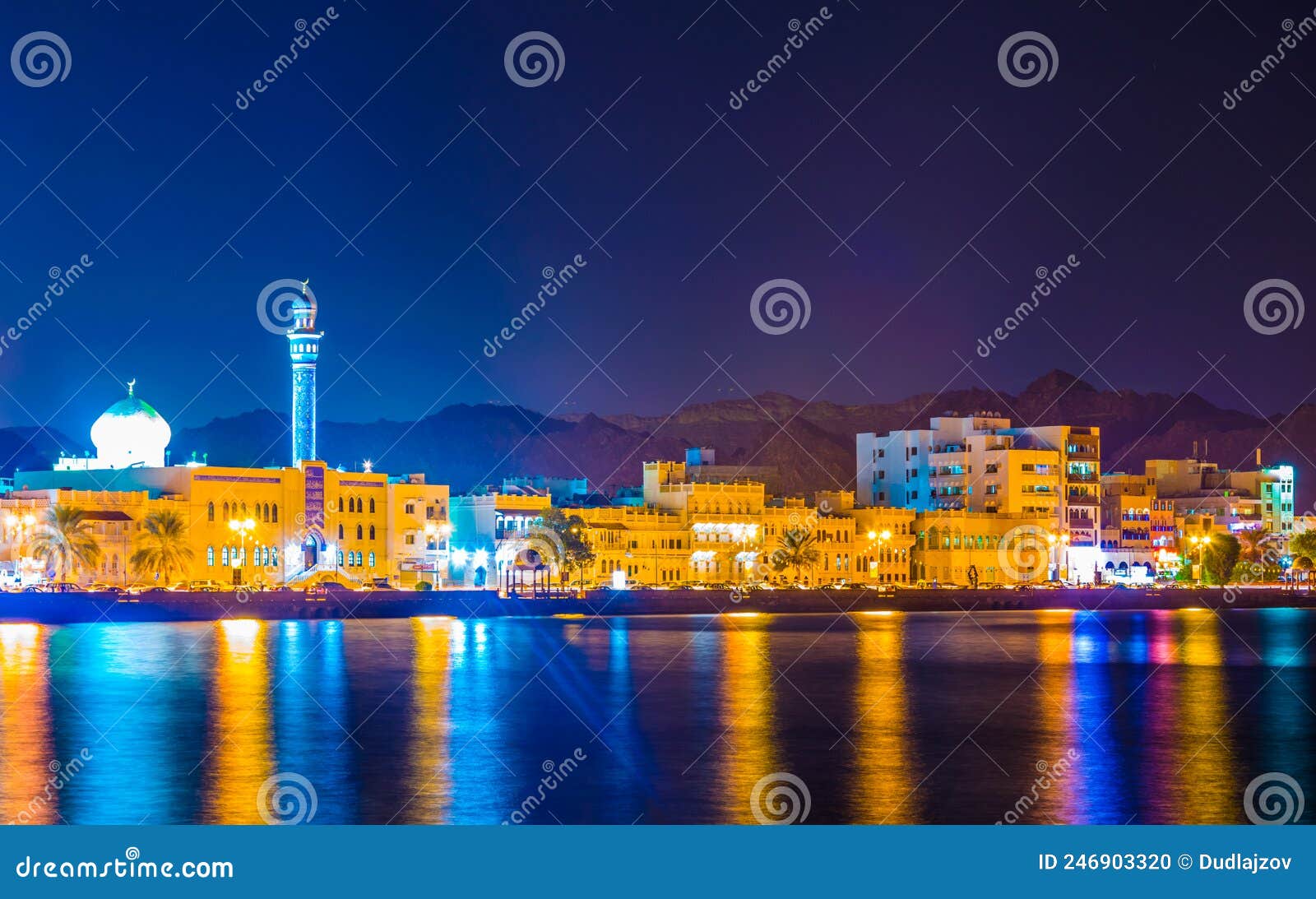 Night View of the Muttrah Port, Muscat, Oman....IMAGE Stock Photo ...
