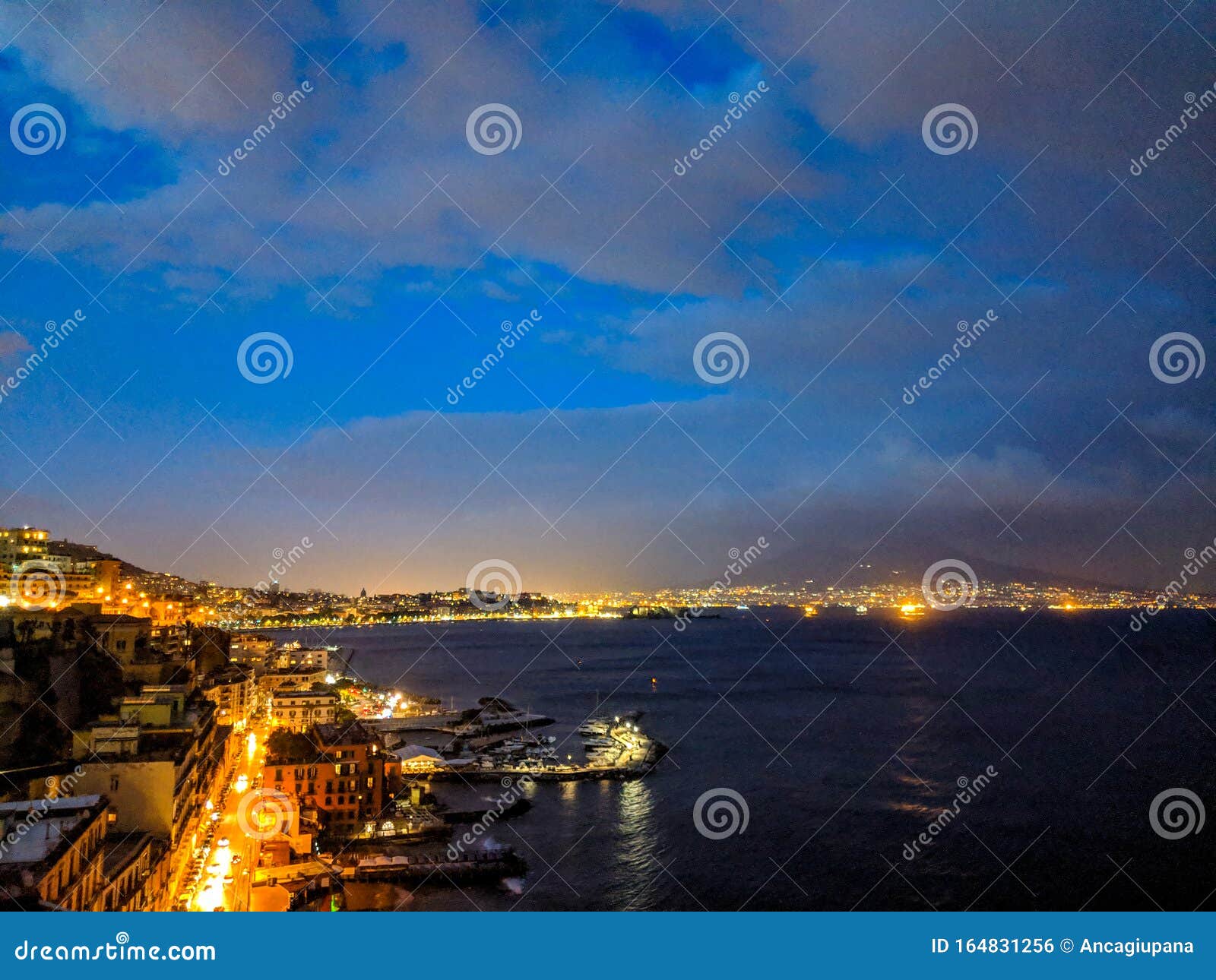 Night View of the Naples Coastline Stock Photo - Image of dusk, naples ...