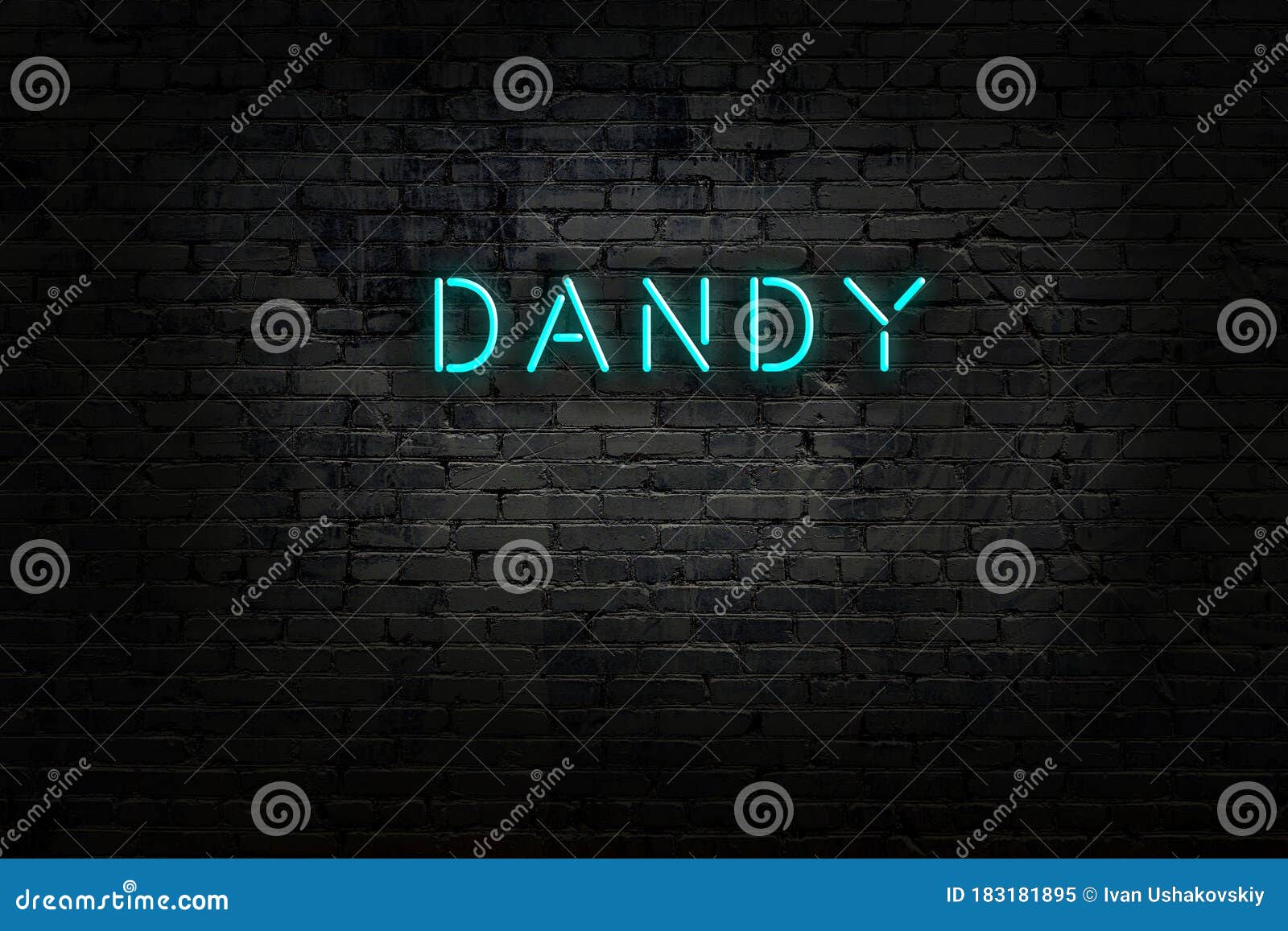 Night View of Neon Sign on Brick Wall Stock Image - Image of night ...