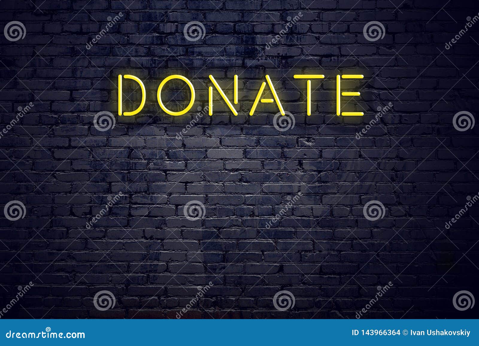 Night View of Neon Sign with Text Donate Stock Illustration ...