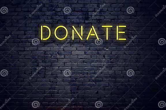 Night View of Neon Sign with Text Donate Stock Illustration ...