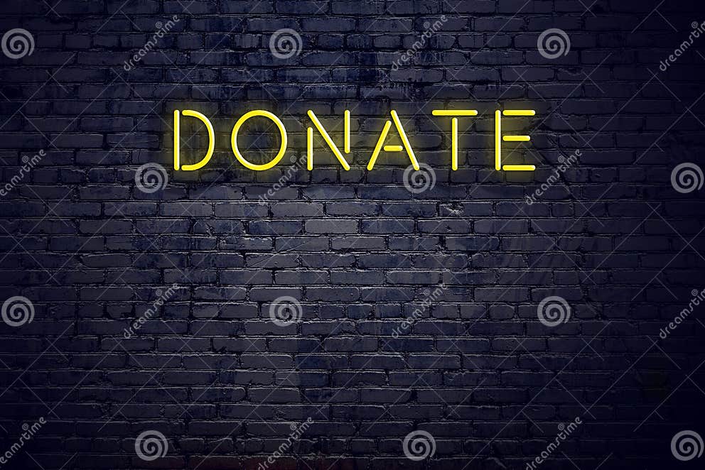 Night View of Neon Sign with Text Donate Stock Illustration ...