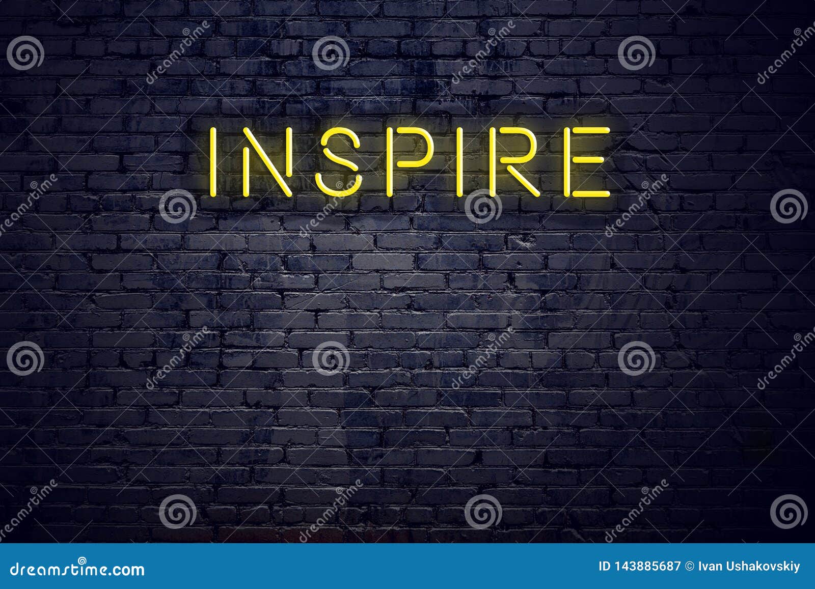 Night View of Neon Sign with Text Inspire Stock Illustration ...