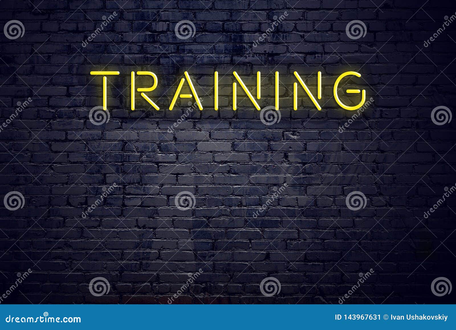 Night View of Neon Sign with Text Training Stock Illustration ...