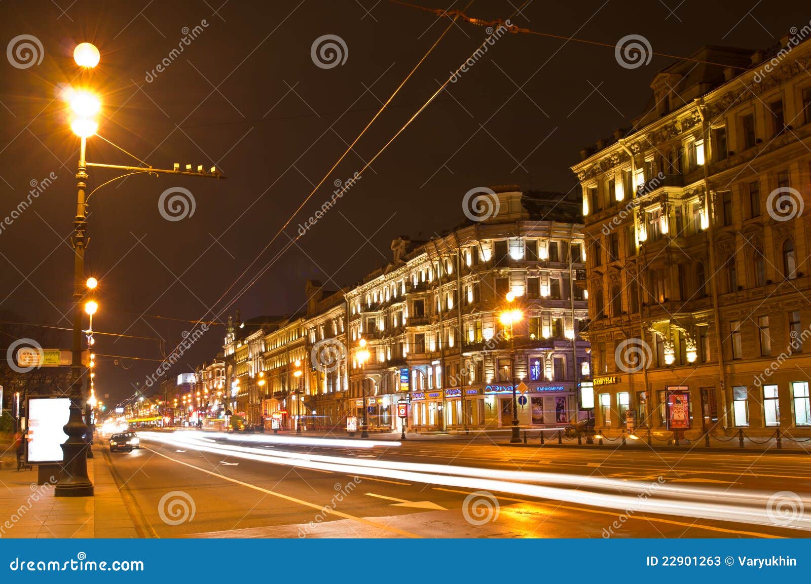 Night View of Nevsky Prospect Editorial Stock Photo - Image of ...